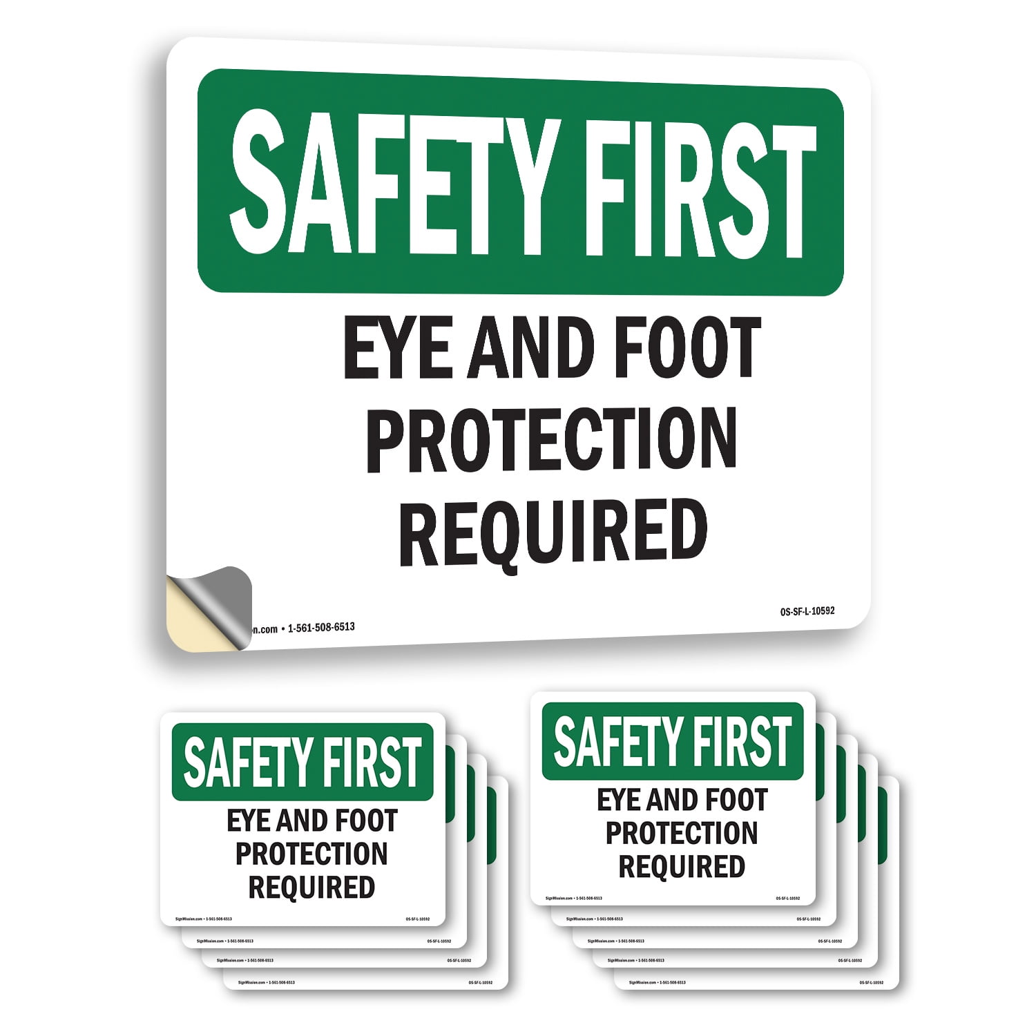 Eye And Foot Protection Required OSHA SAFETY FIRST Vinyl Decal Label 5 ...