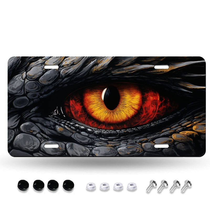 Eye of Angry Dragon with Fiery Red and Yellow Iris License Plate Frame ...