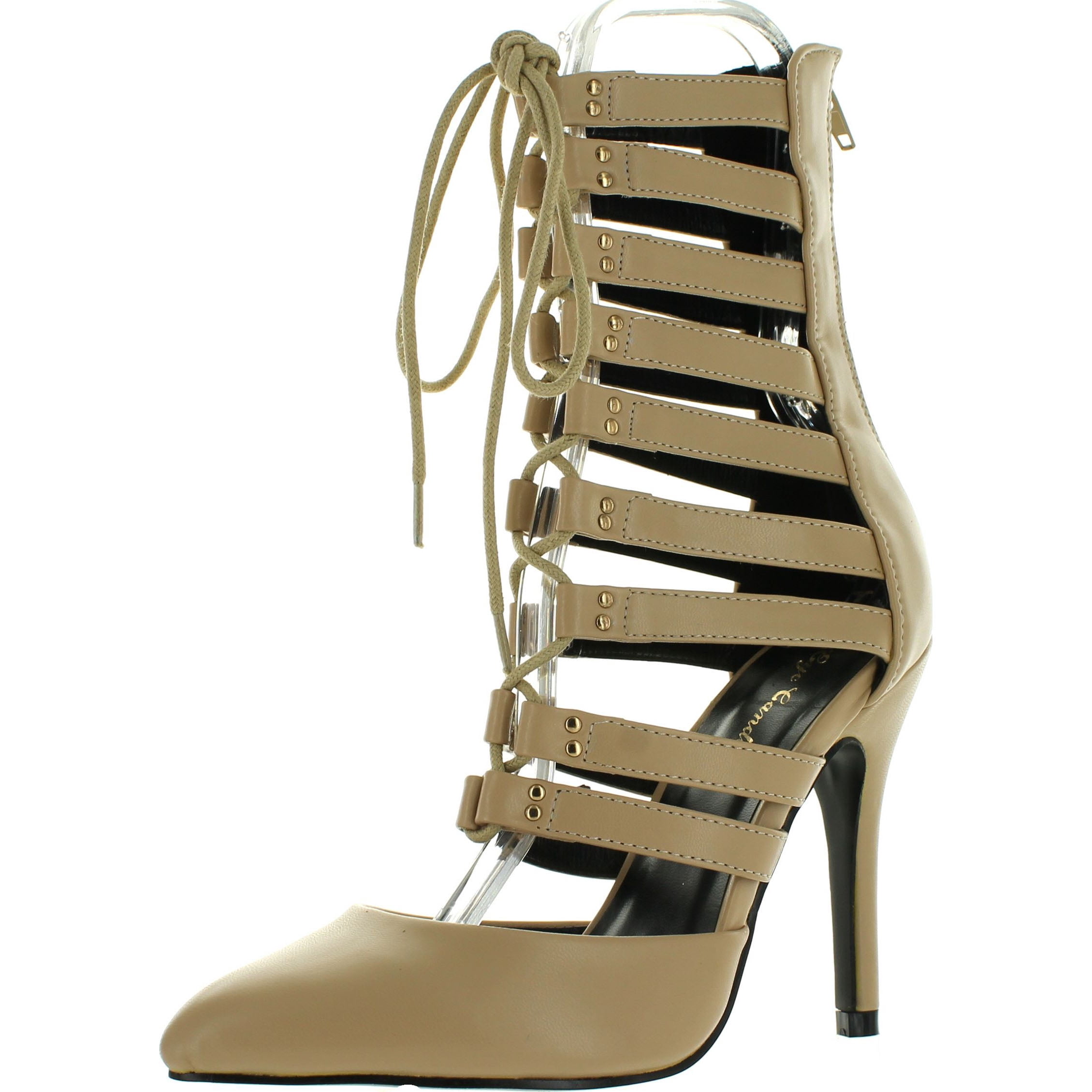 Eye Candie Timeless-012 Womens Pointed Toe Lace Up Stiletto Heels ...