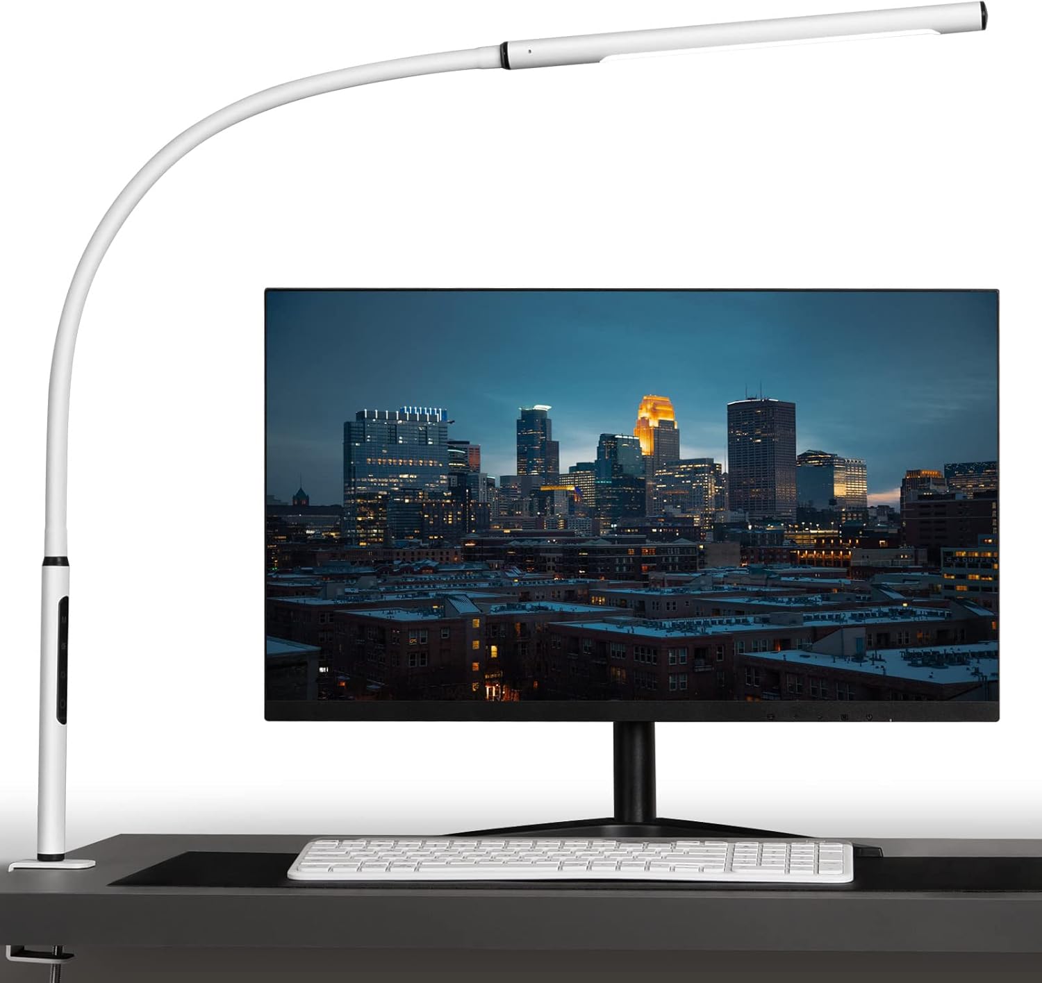 Eye-Caring Desk Lamp, Gooseneck Lamp with Clamp, Swing Arm Desk Light ...