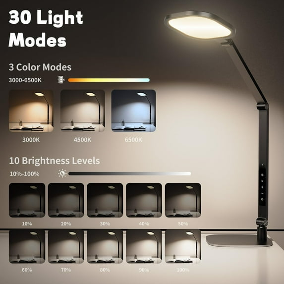 Eye-Caring LED Desk Lamp for Home & Office, Modern Metal Swing Arm ...