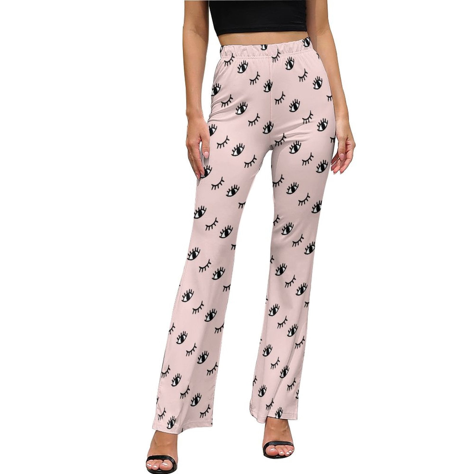 Eye Cartoon Eyelashes High Waisted Casual Flared Trousers Summer Home ...