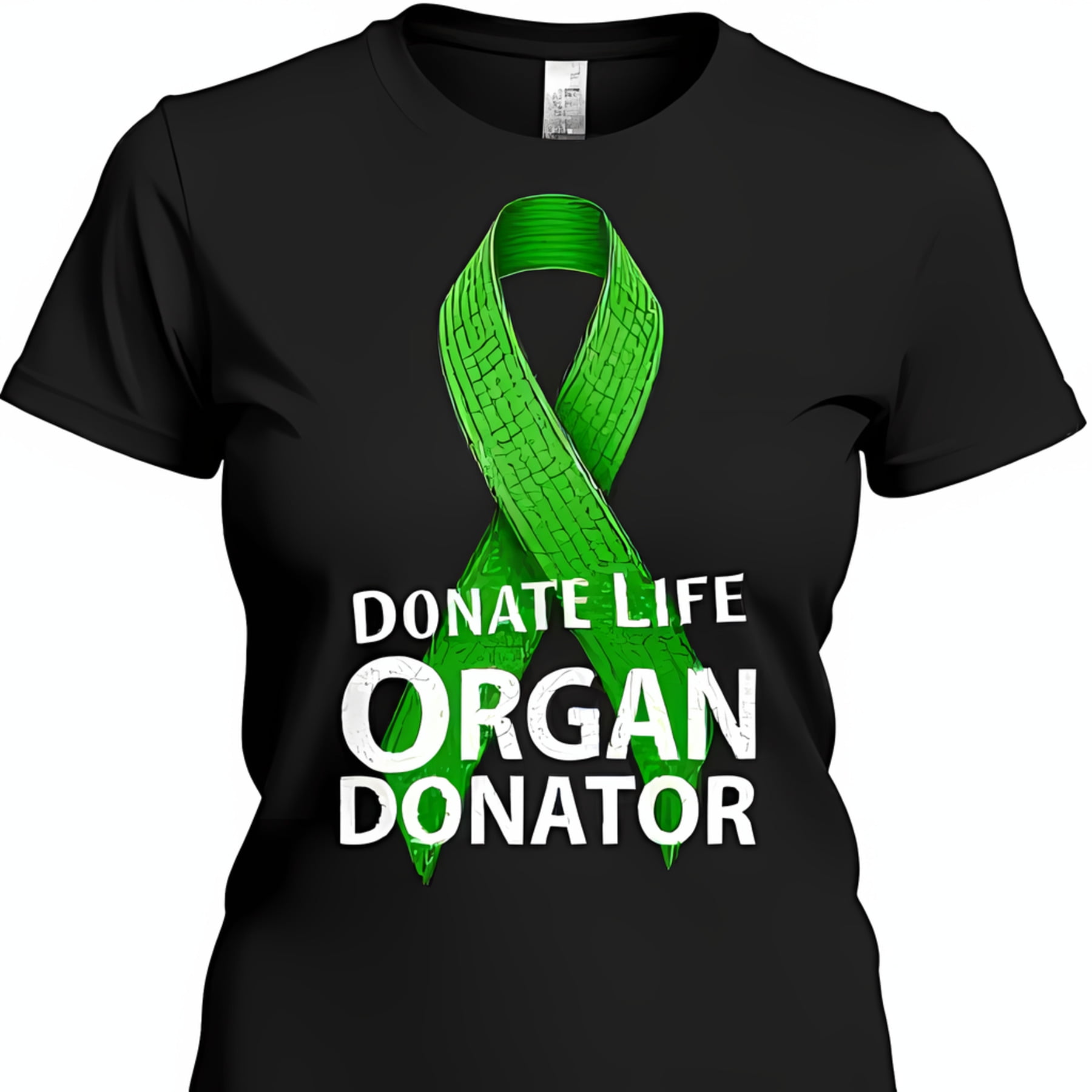 Eye Catching Black T-Shirt with Green Organ Donation Ribbon & Donate ...