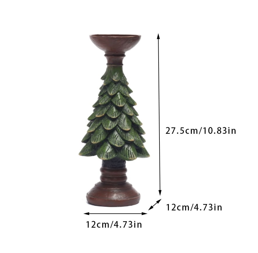 Eye-Catching Cedar Christmas Tree Candlestick Green - Elegant Tabletop ...
