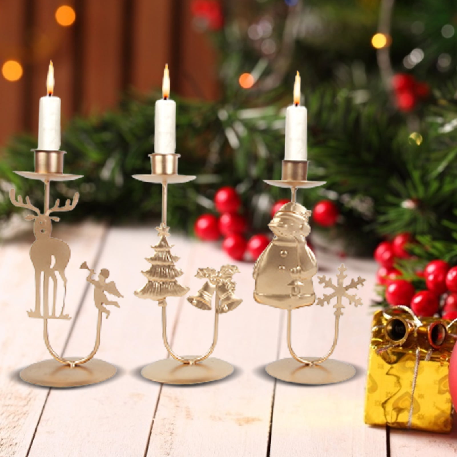 Eye-Catching Snowman Shaped Christmas Candlestick - Anti-Deform Wrought ...