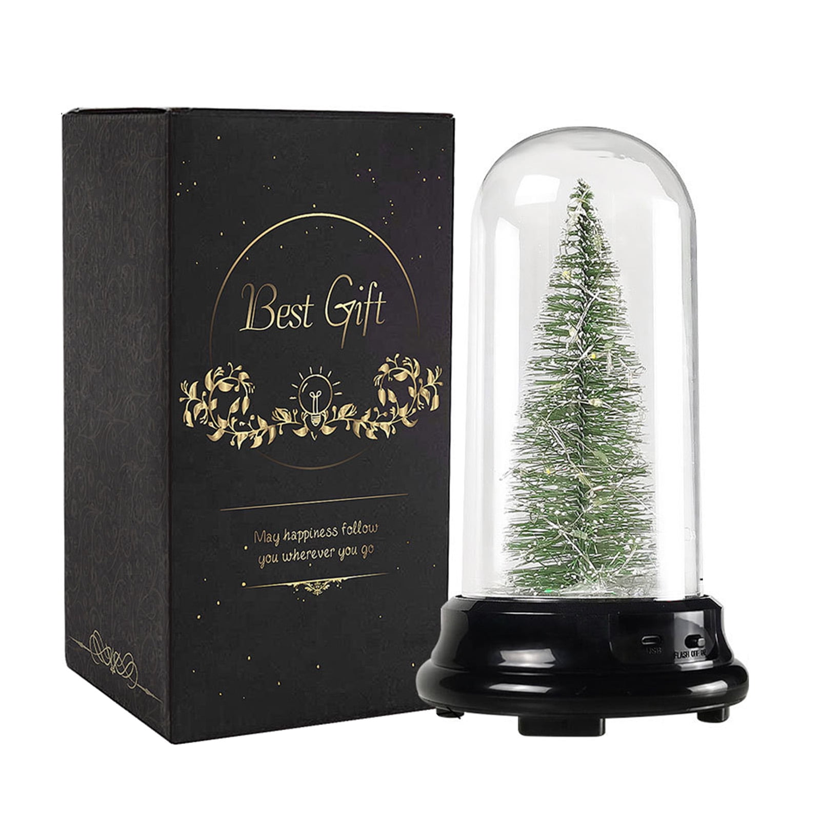 Eye-Catching Tree LED Glass Dome Light Soft Lighting Plastic Christmas ...