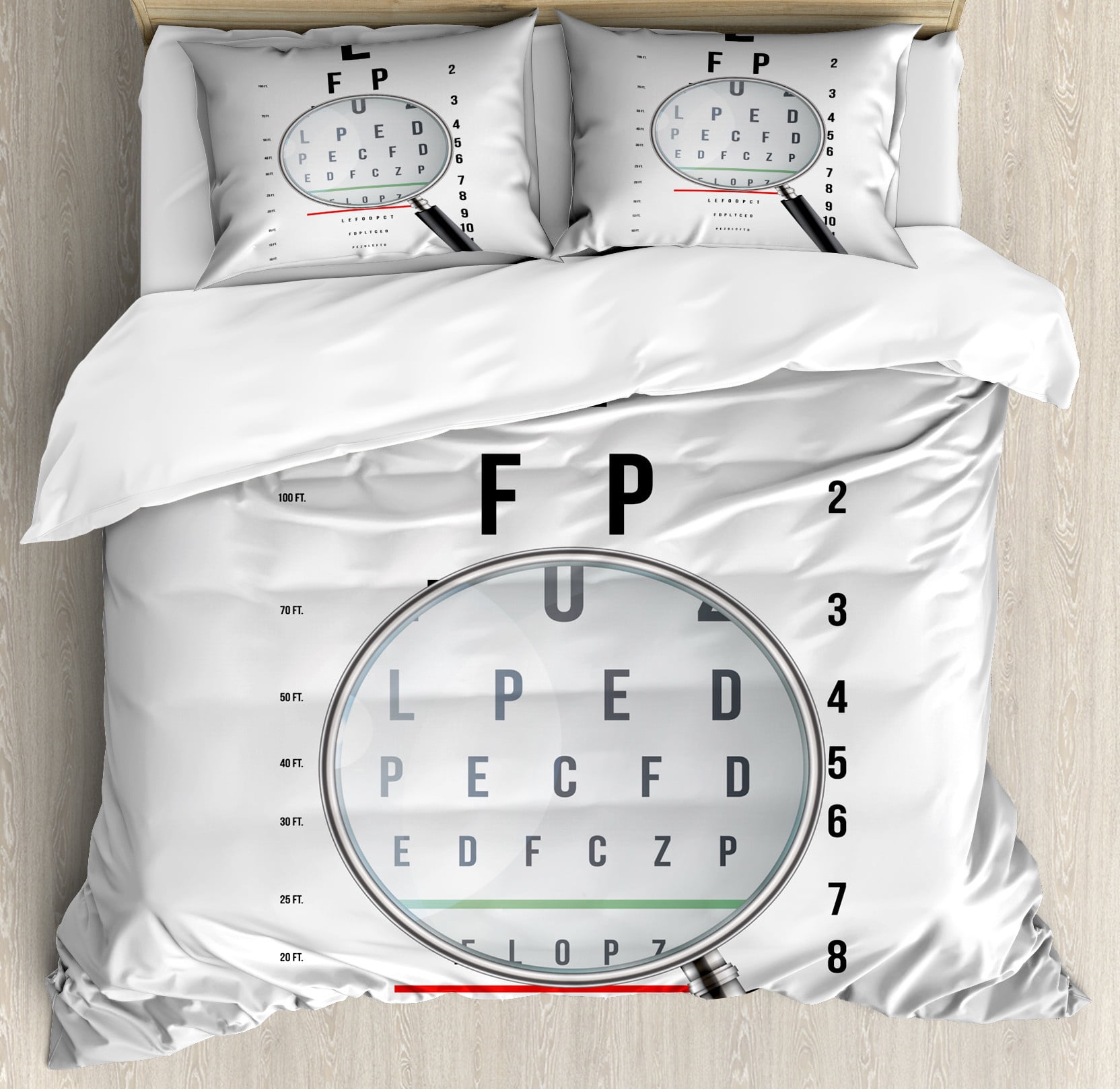 Eye Chart Duvet Cover Set, Modern Examining Magnifying Glass ...
