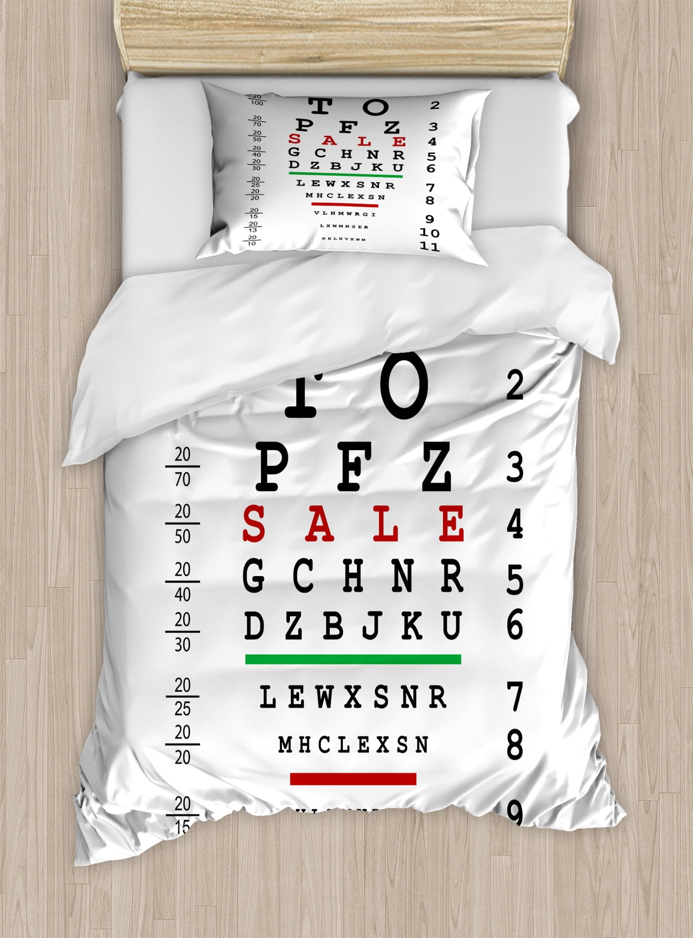 Eye Chart Duvet Cover Set, Optical Eye Test Doctor Control Examination ...