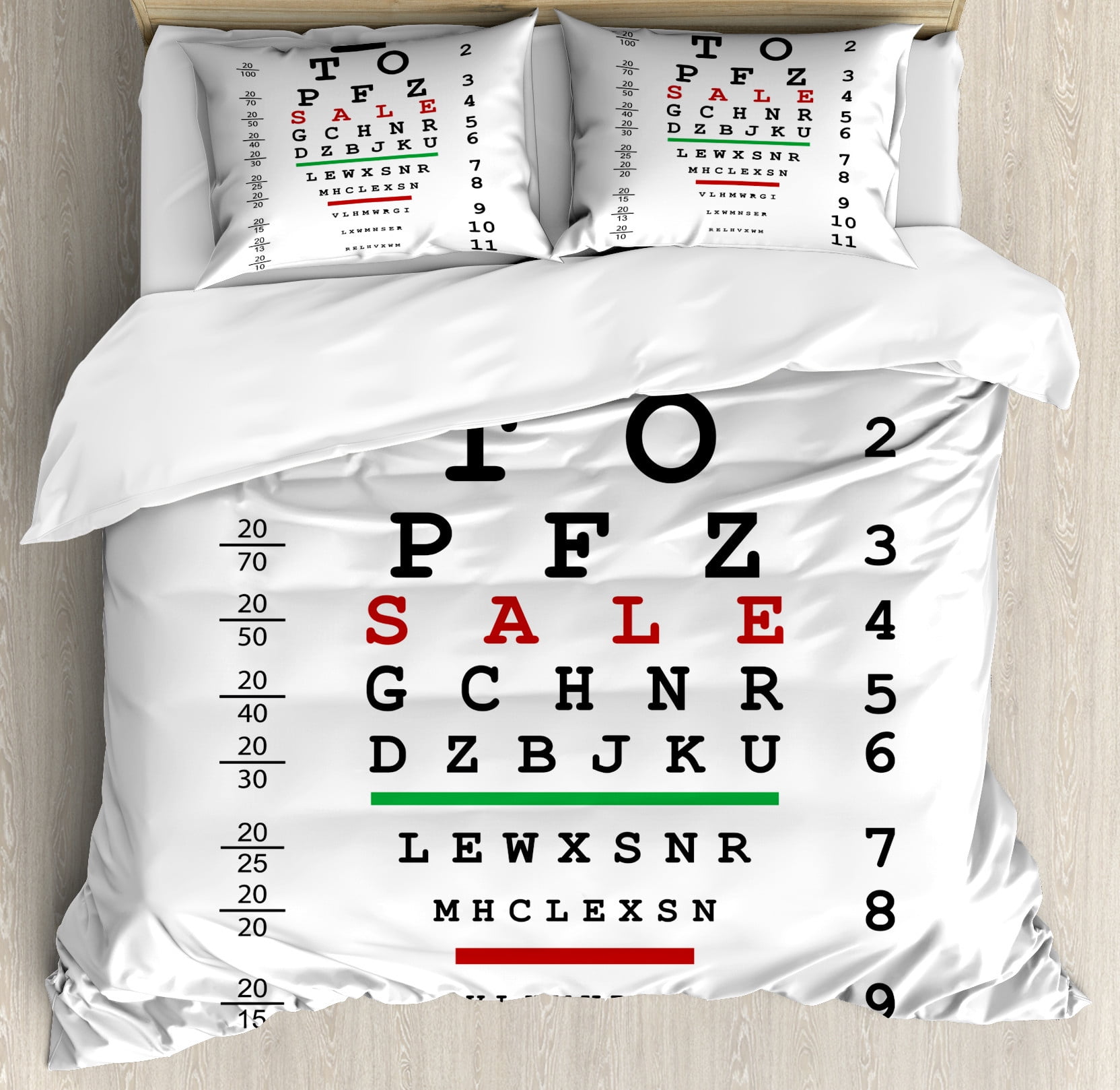 Eye Chart Duvet Cover Set, Optical Eye Test Doctor Control Examination ...