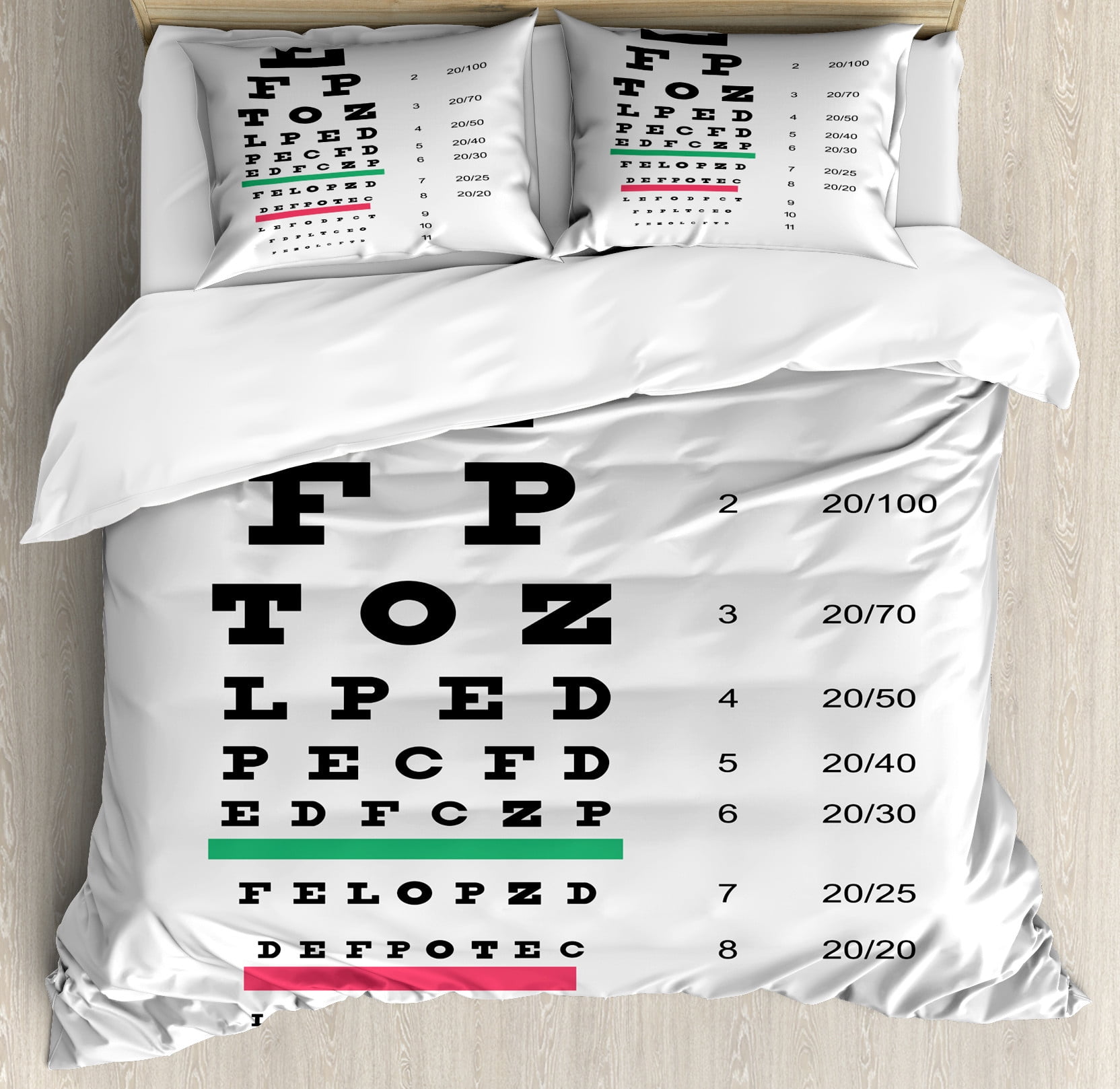 Eye Chart Duvet Cover Set, Post with Big and Smaller Alphabetic and ...
