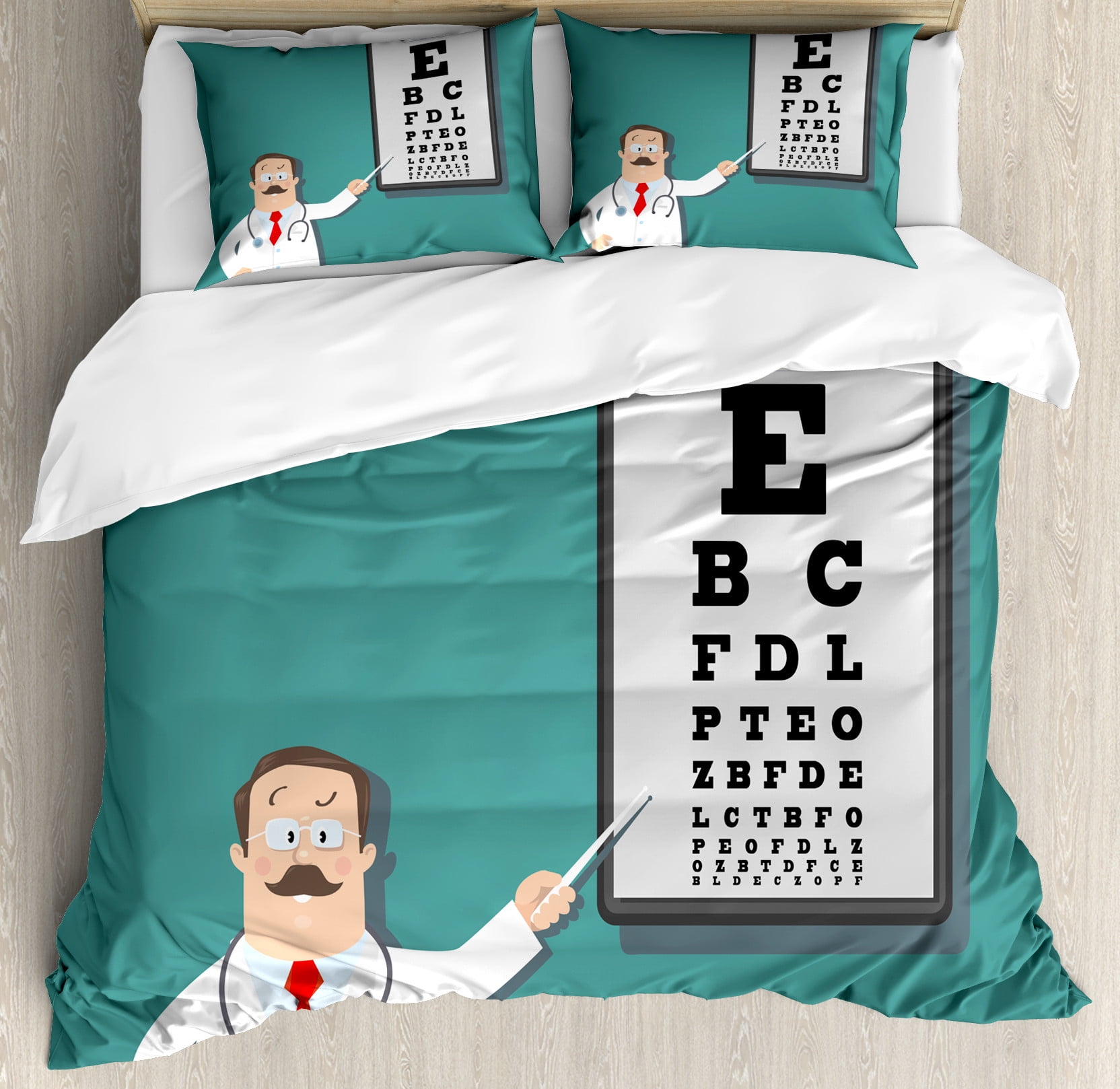 Eye Chart Duvet Cover Set, Presentation of an Optician Doctor Pointing ...