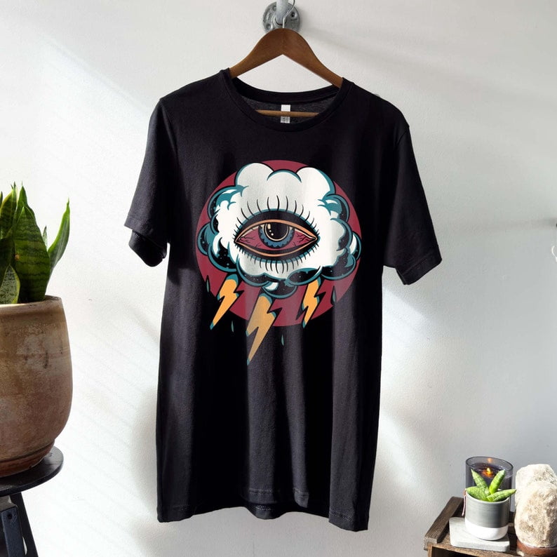 Eye Cloud Graphic Tee | Trippy Tattoo T-shirt for Men and Women with ...