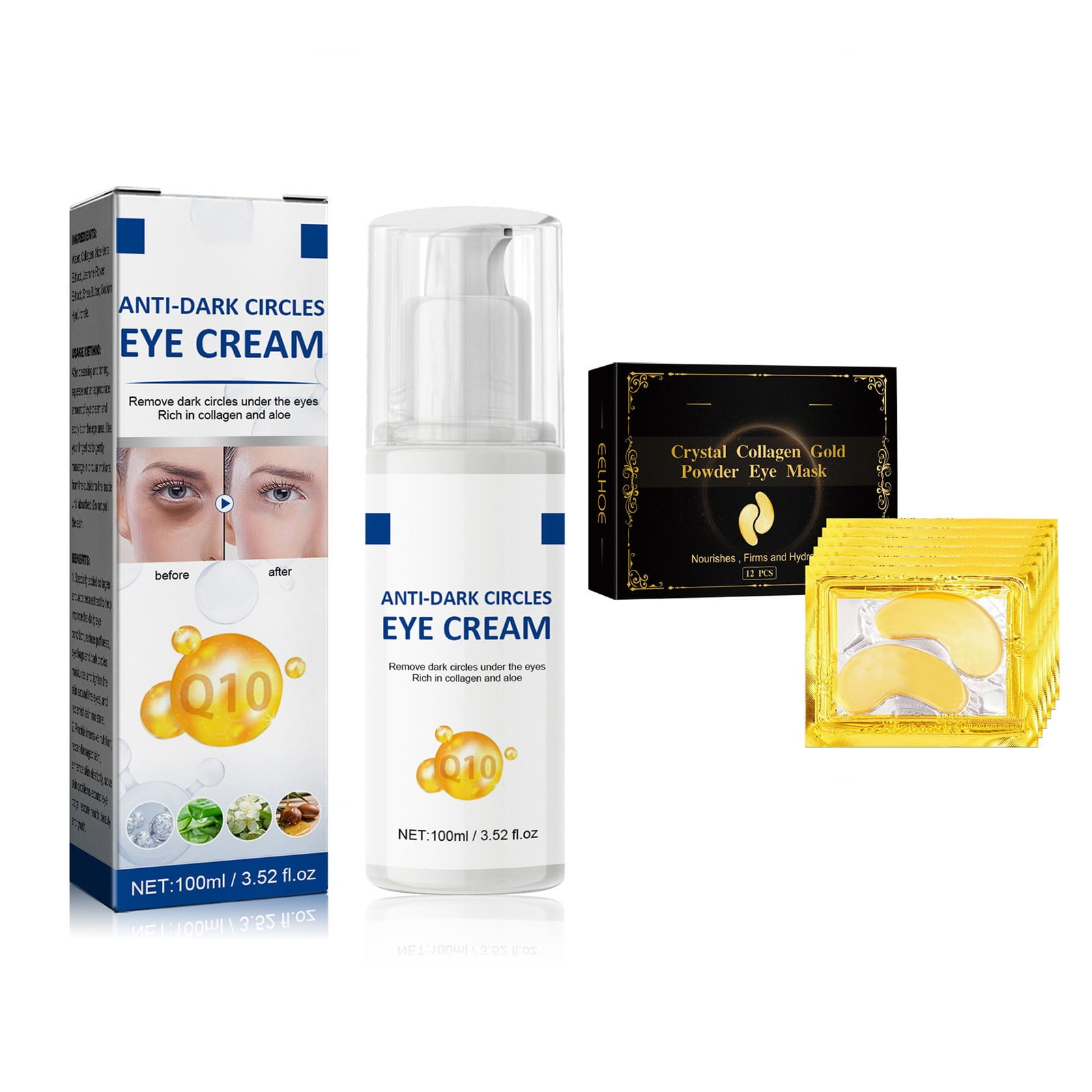 Eye Cream and Mask Set, Hydrating Eye Treatment for Dark Circles & Fine ...