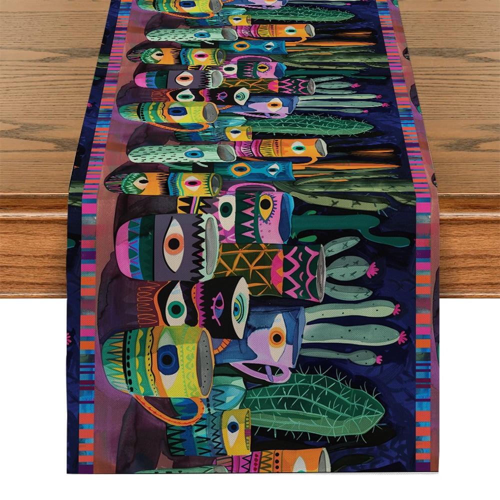 Eye Cup Cactus Table Runners Dresser Table r Washable Kitchen Dining ...