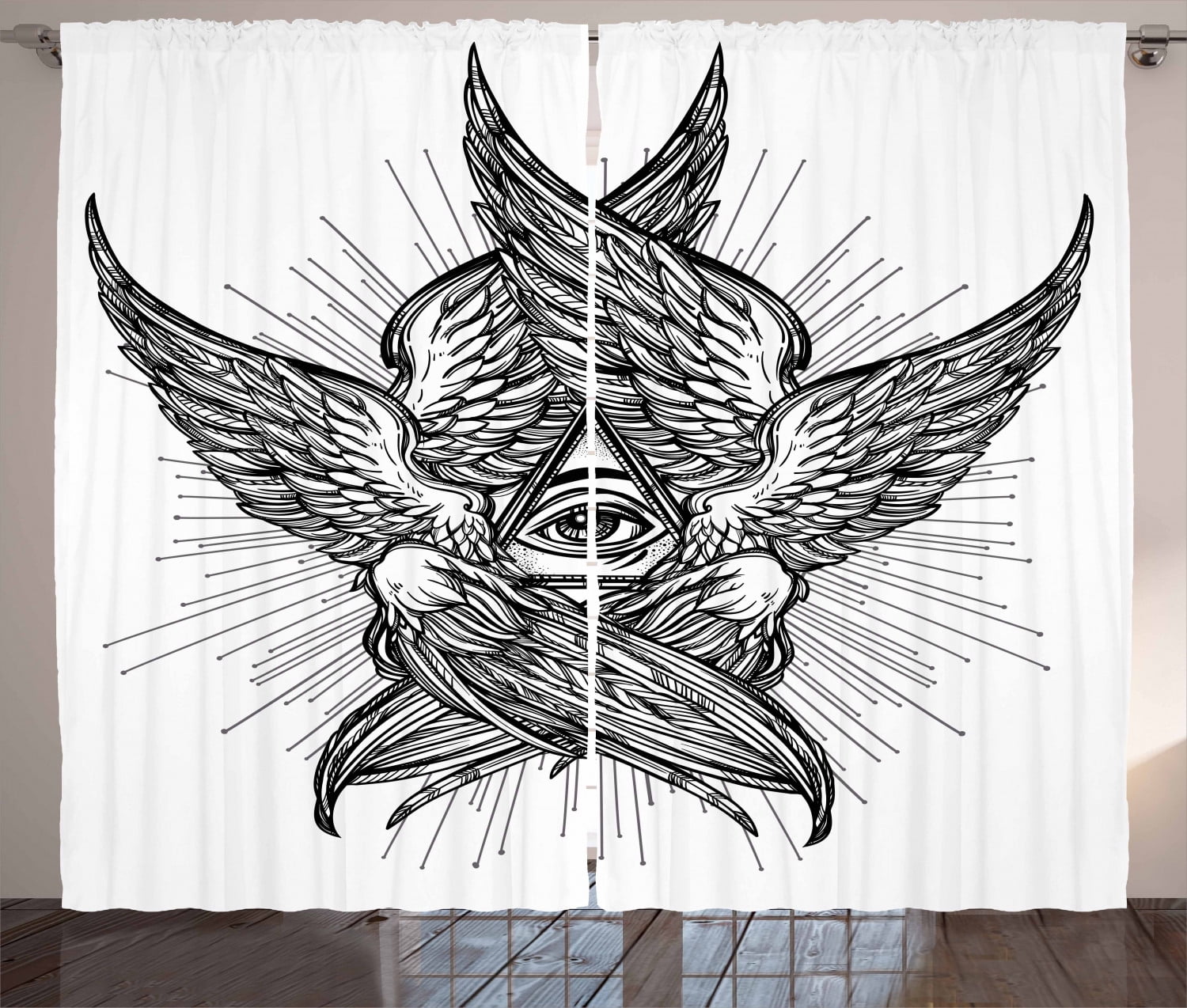 Ambesonne Eye Curtains 2 Panel Set, Providence Vintage Boho Art, 108" x ...