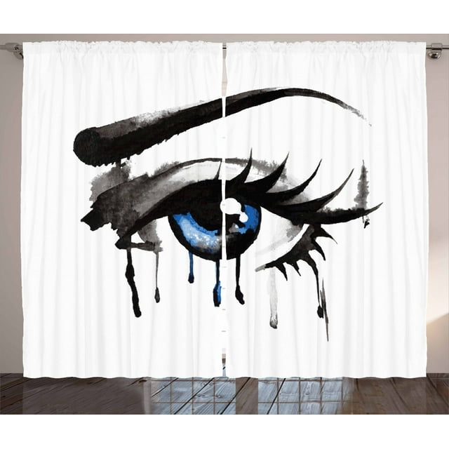 Eye Curtains 2 Panels Set, Dramatic Artwork of a Woman Eye with ...