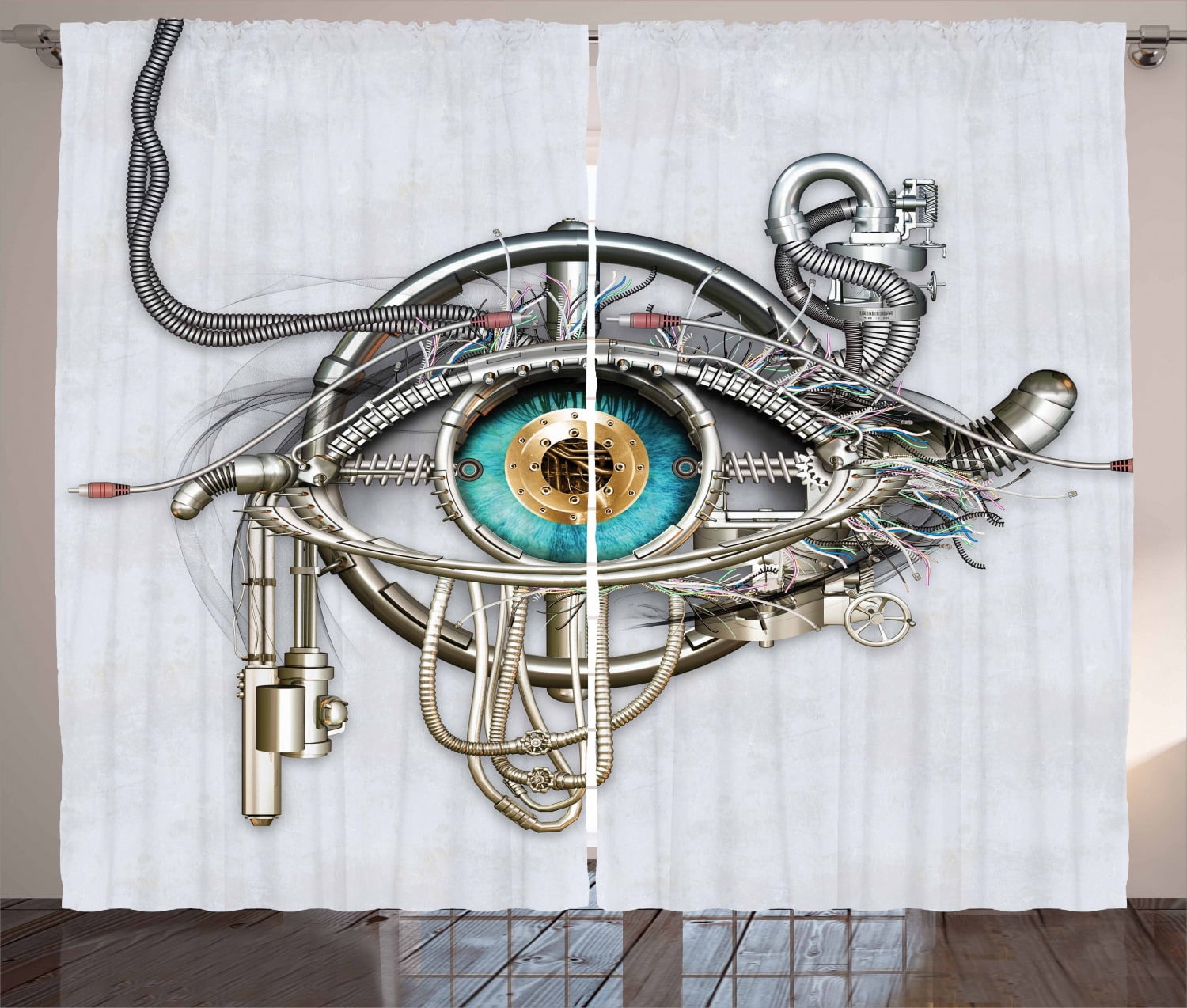 Ambesonne Eye Curtains 2 Panel Set, Mechanic Design Technology, 108" x ...