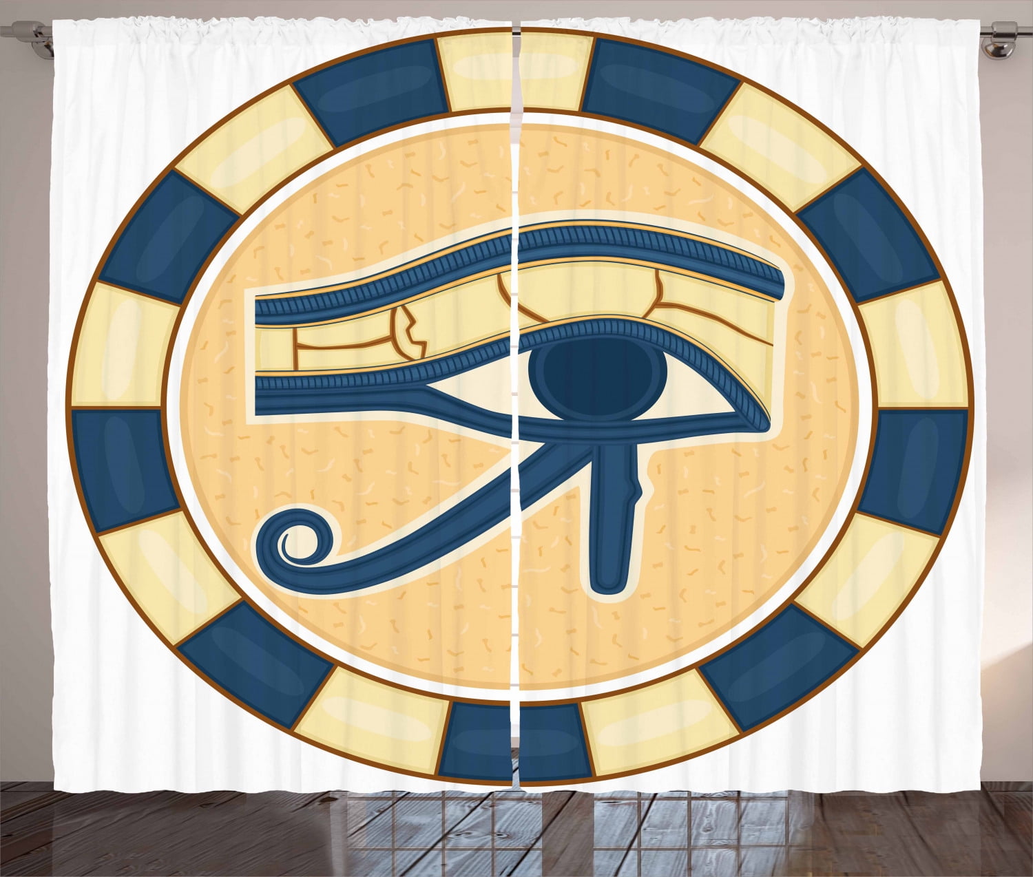 Ambesonne Eye Curtains 2 Panel Set, Egyptian Shape, 108" x 90", Yellow ...