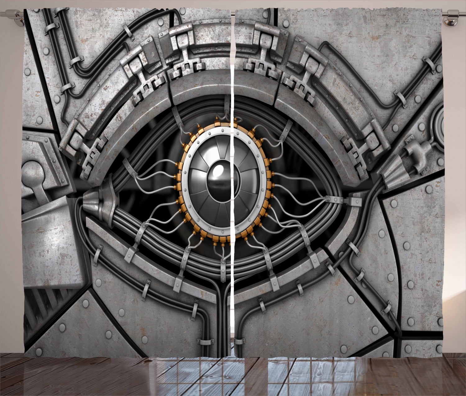 Ambesonne Eye Curtains 2 Panel Set, Robot Eye Wires Technology, 108" x ...