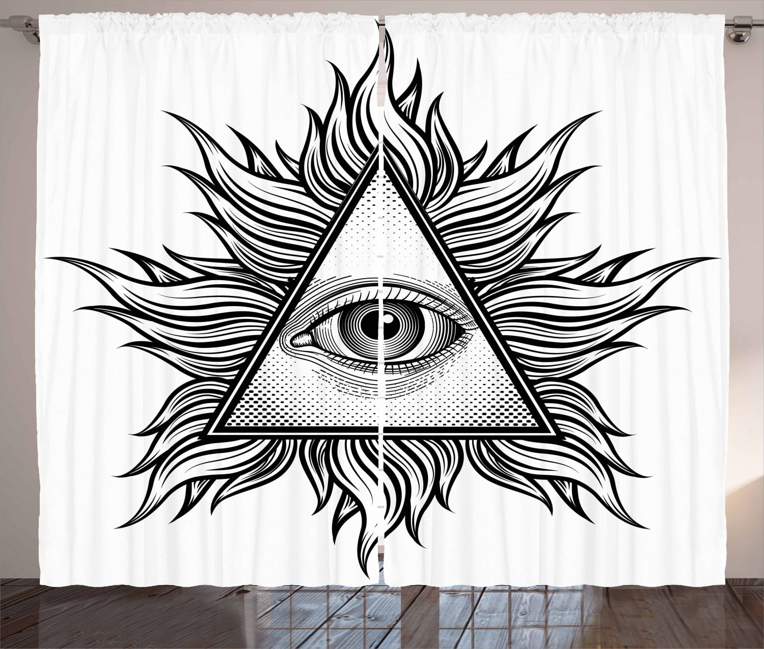 Ambesonne Eye Curtains 2 Panel Set, Triangles Tattoo Style Pattern, 108 ...