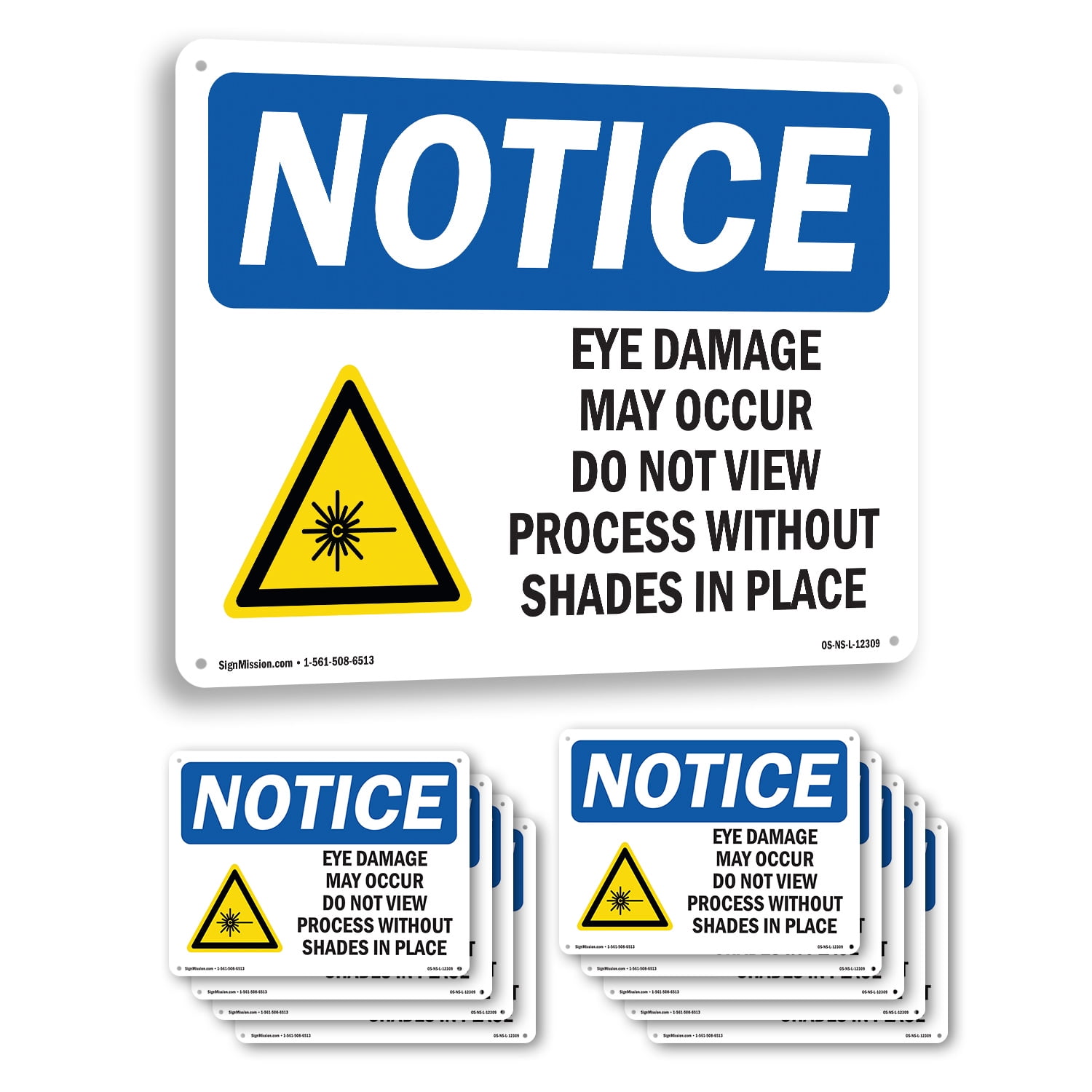Eye Damage May Occur Do Not OSHA Notice Rigid Plastic Sign 24 Inch x 18 ...