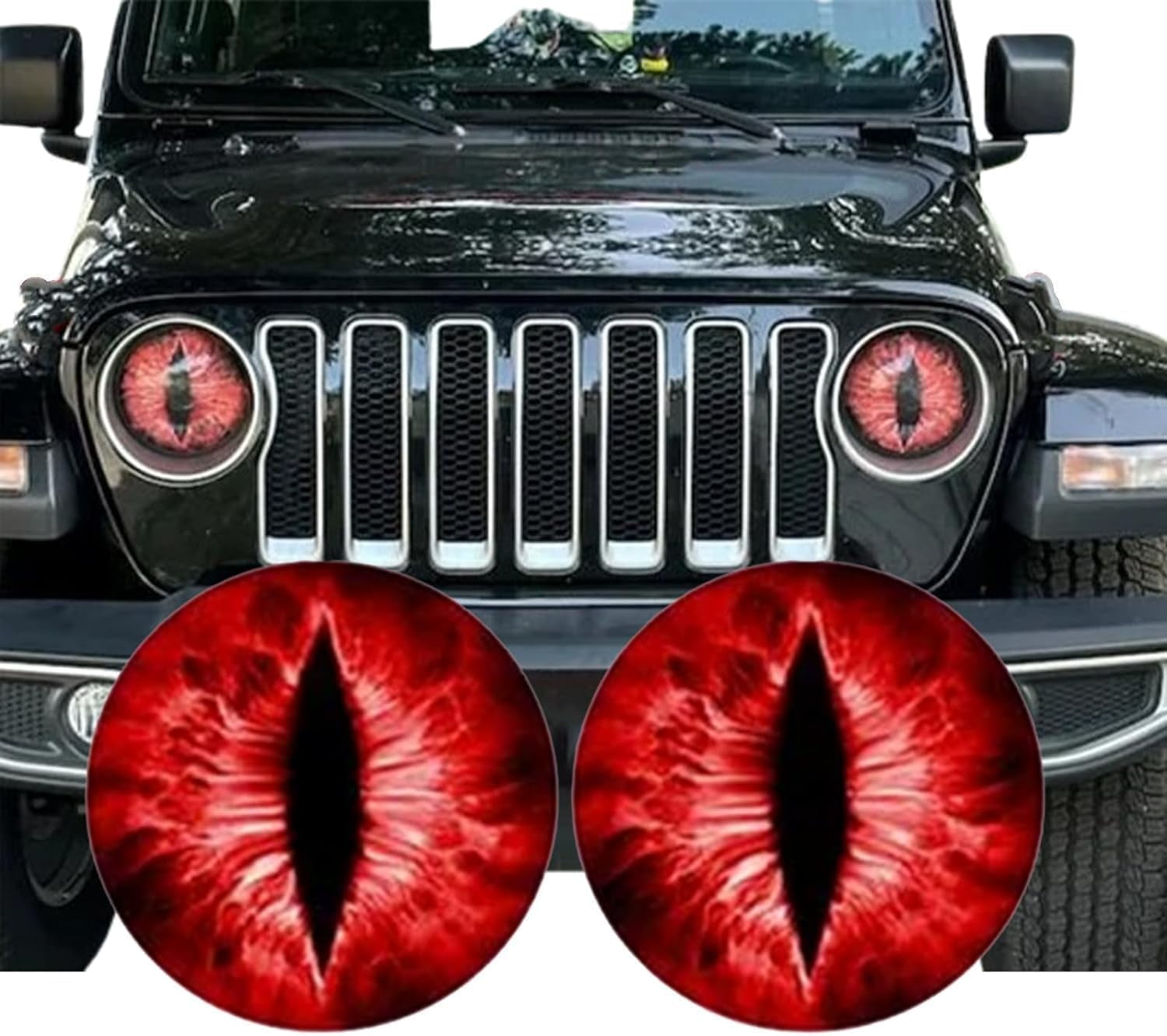 Eye Decals for Jeep Headlights, 7.87inch Beast Eyes Headlight Decals ...