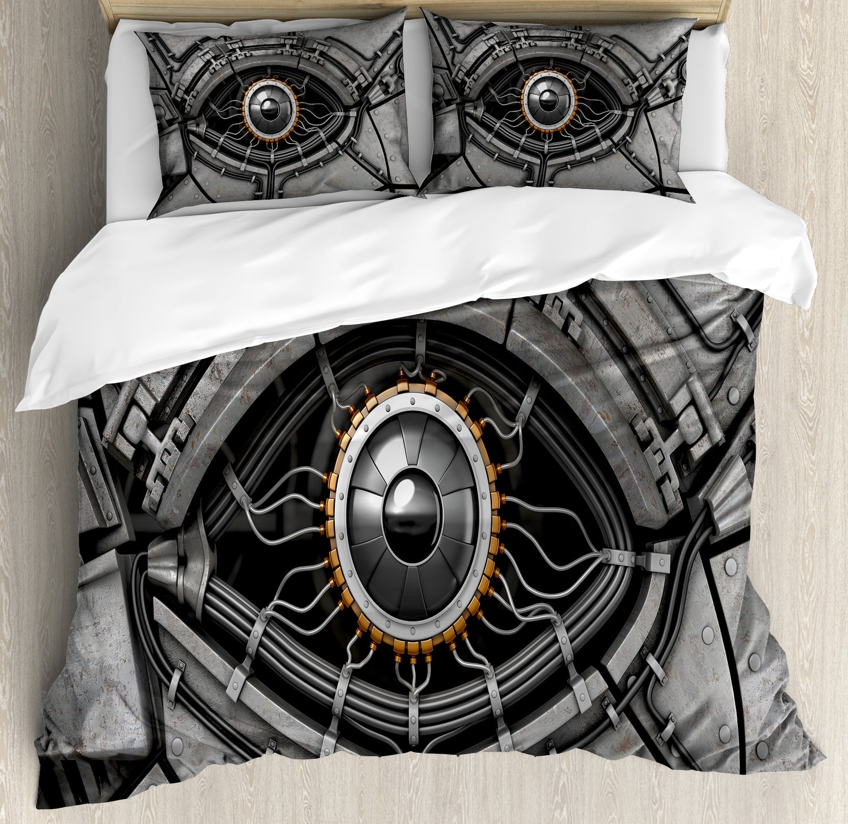 Eye Duvet Cover Set, Robot Eye with Wires Futuristic Technology Cyborg ...