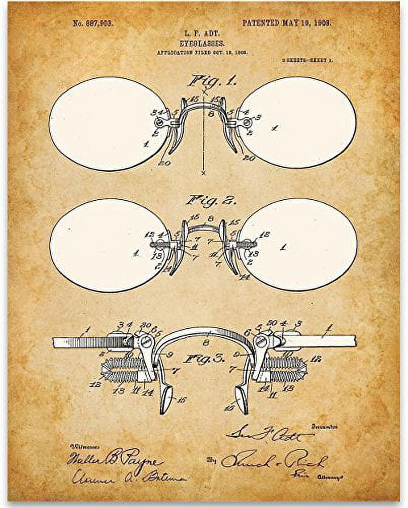 Eye Glasses Art Print - 11x14 Unframed Patent Print - Great Optician ...