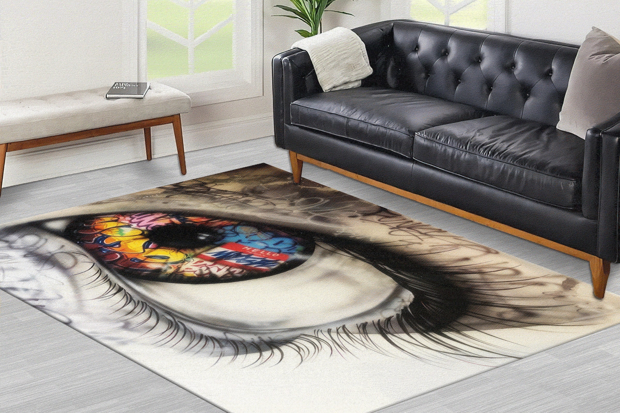 Eye Graffiti Rugs, Colorful Rug, Hello Rug, Abstract Eye Rug, Graffiti ...