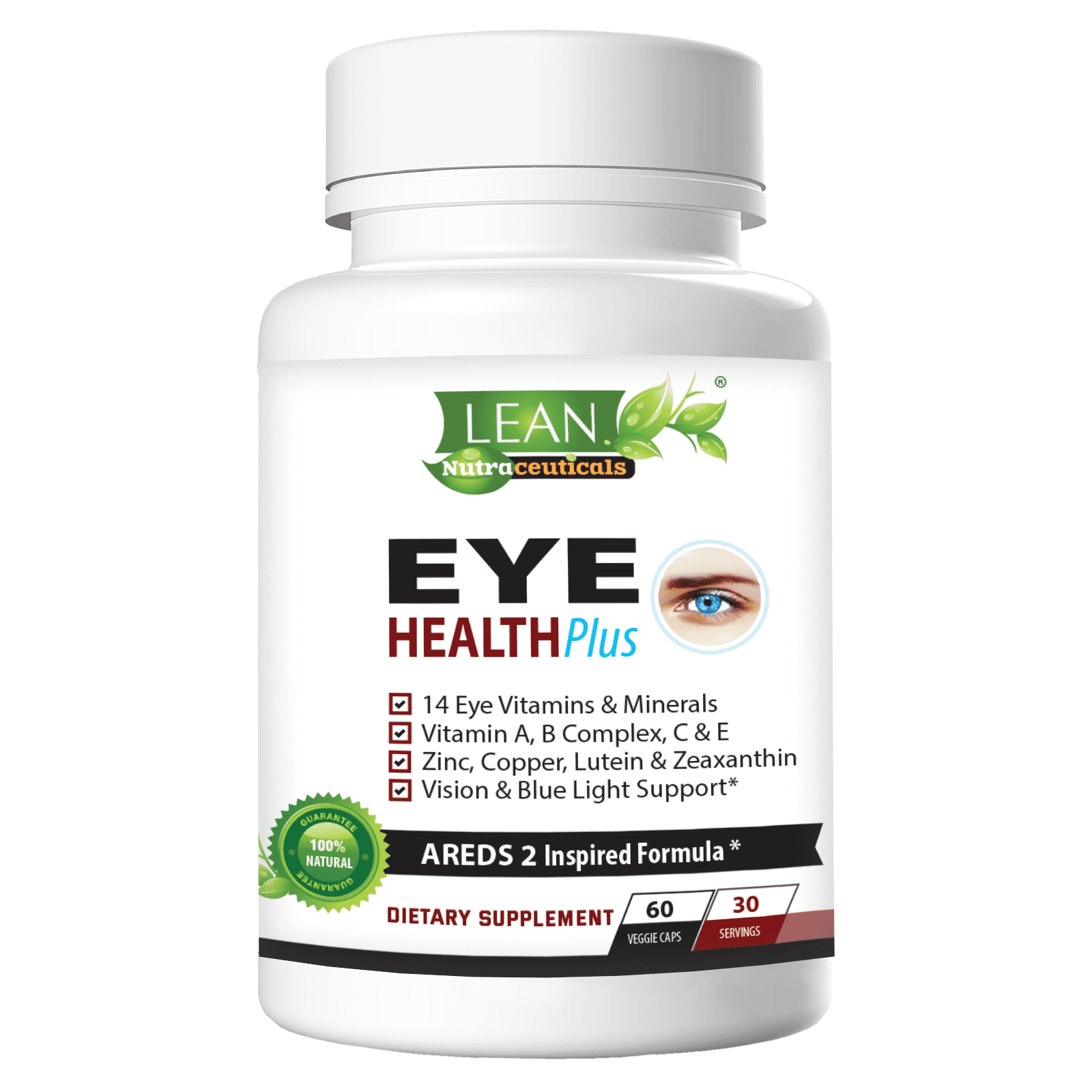 LEAN Nutraceuticals Eye Health Plus with Copper Vitamin A B C E Lutein ...
