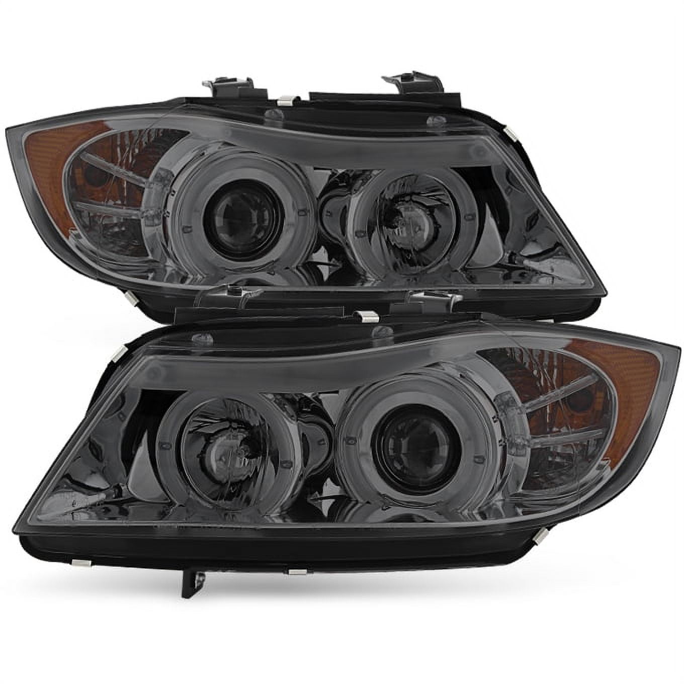 BMW E90 3-Series Sedan Smoked Halo LED Projector Headlights with Lamp ...