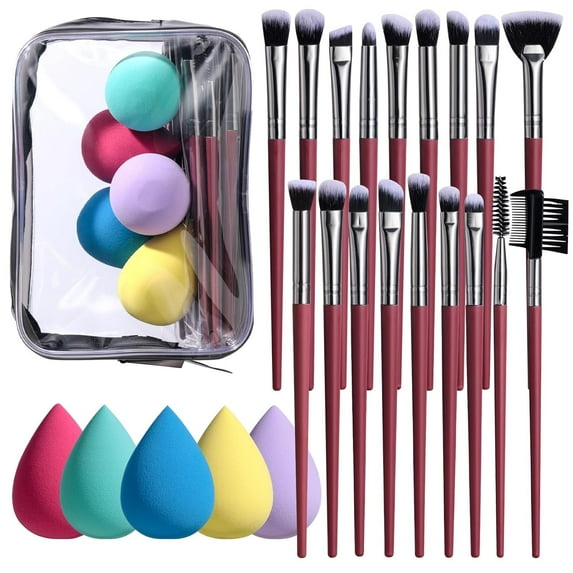 Eye Makeup Brushes Set 18 Pcs – Includes 5 Makeup Sponges & Travel Bag ...