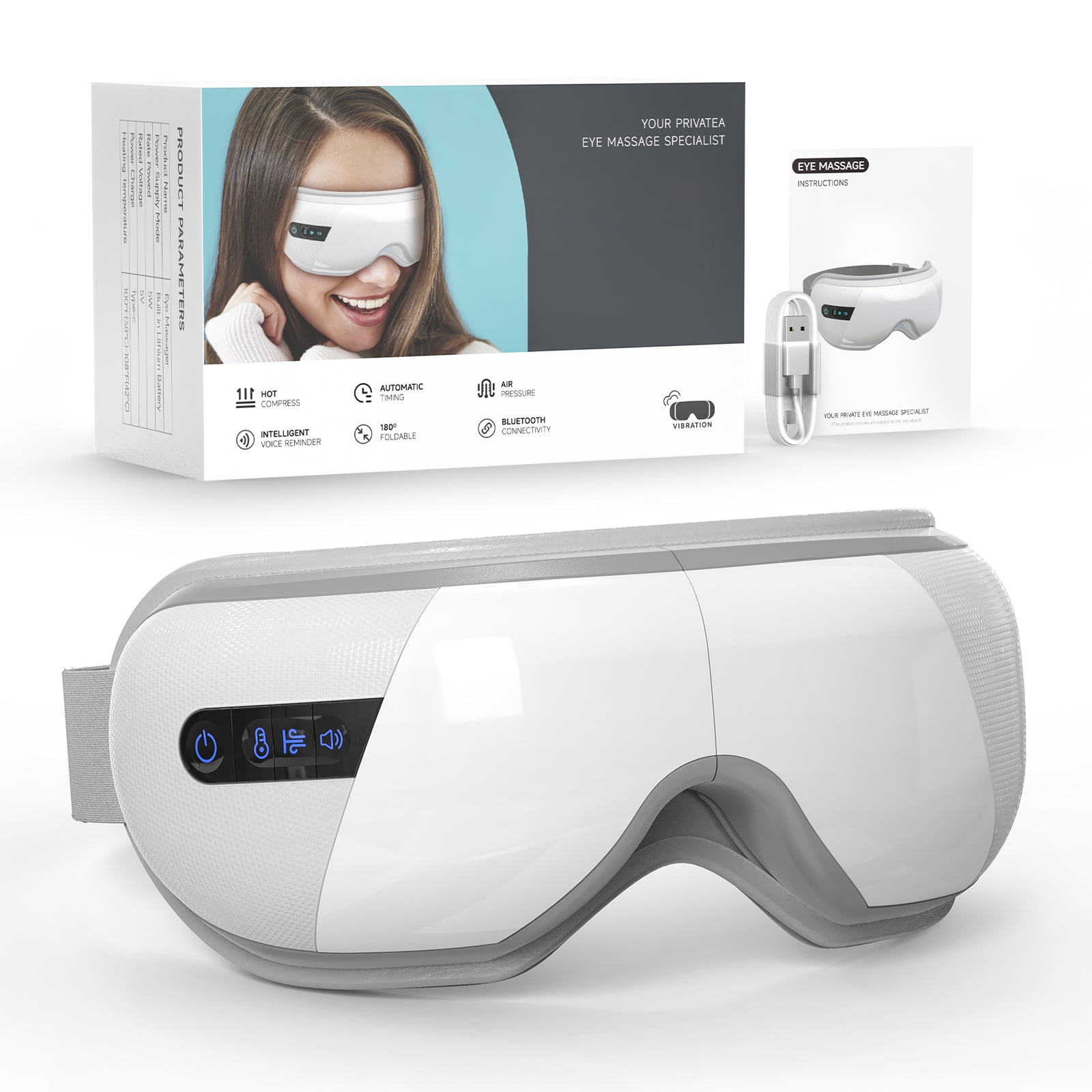 Eye Massager For Migraines Electric Massagers With Soft Music Efficient Relief Of Fatigue