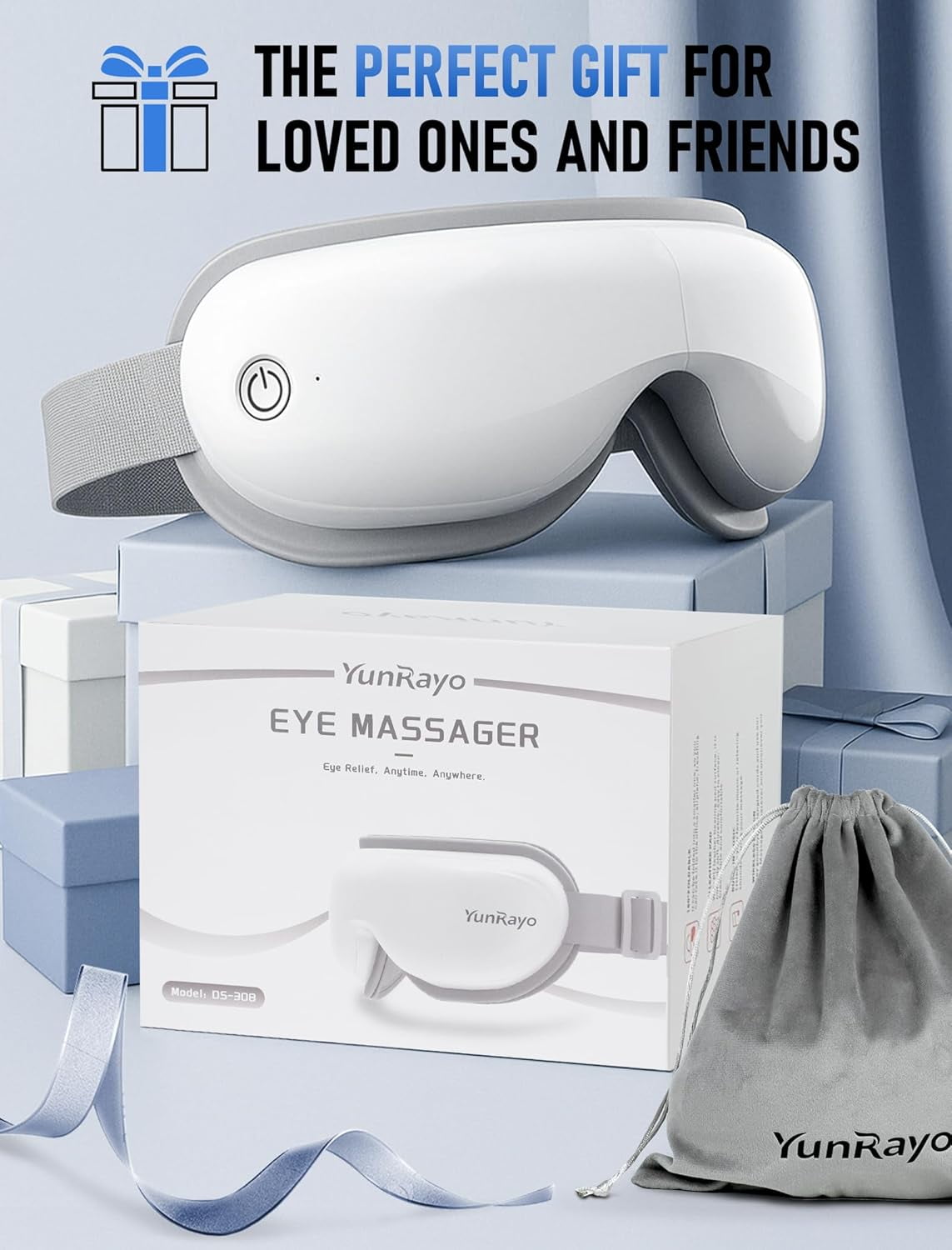 Eye Massager with Bluetooth Music Heating Vibration Wireless Massage ...