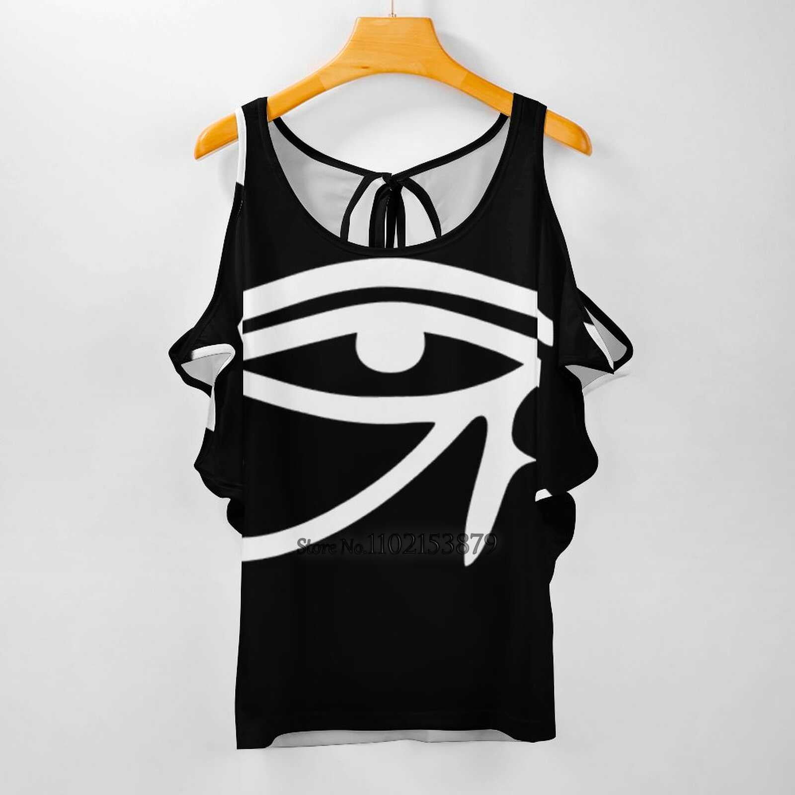 Eye Of Horus Zipper Sexy T-Shirt Casual Tops Hollow Pullover Ladies Top ...