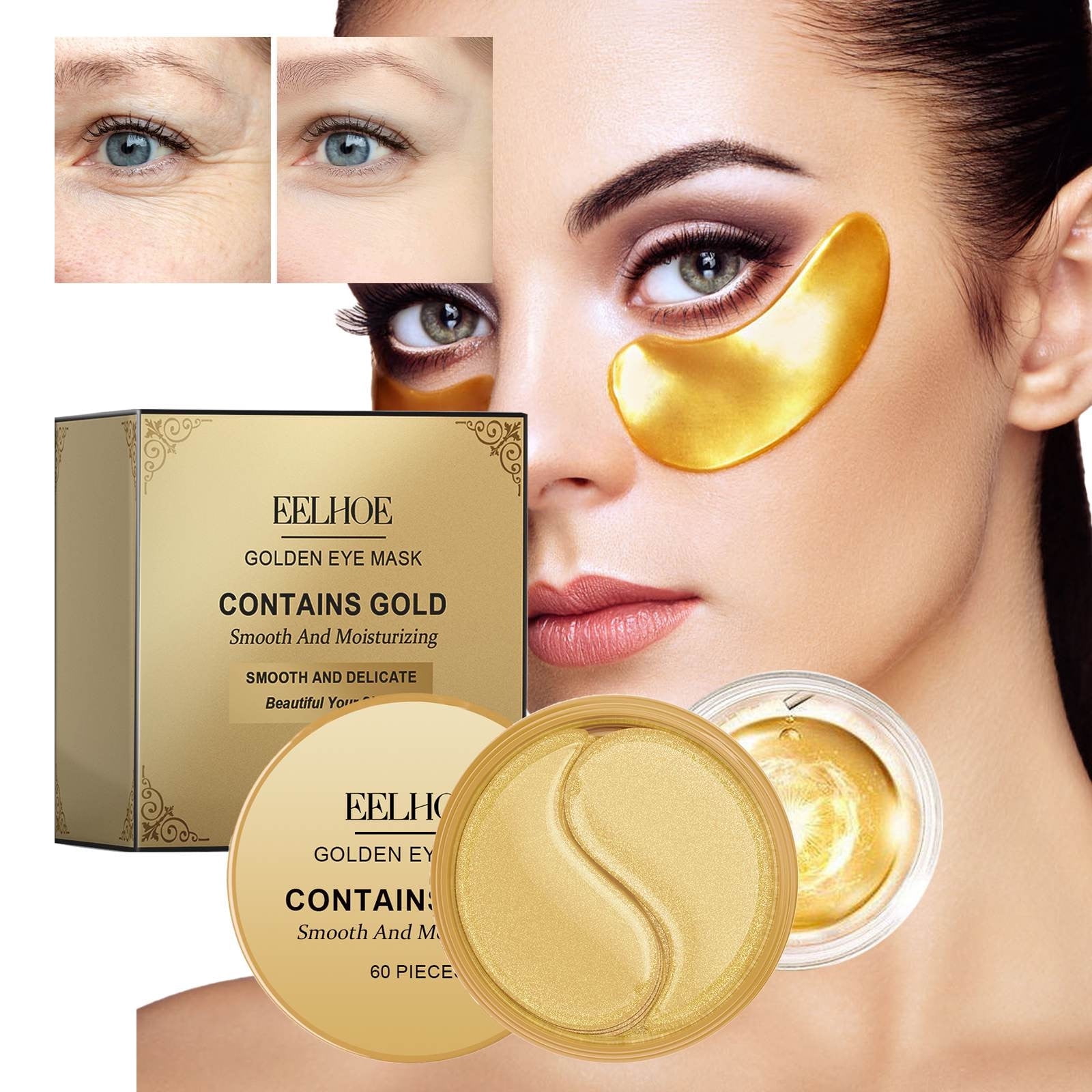 Under Eye Patches for Dark Circles and Puffy Eyes (60 Pairs), 24k Gold ...