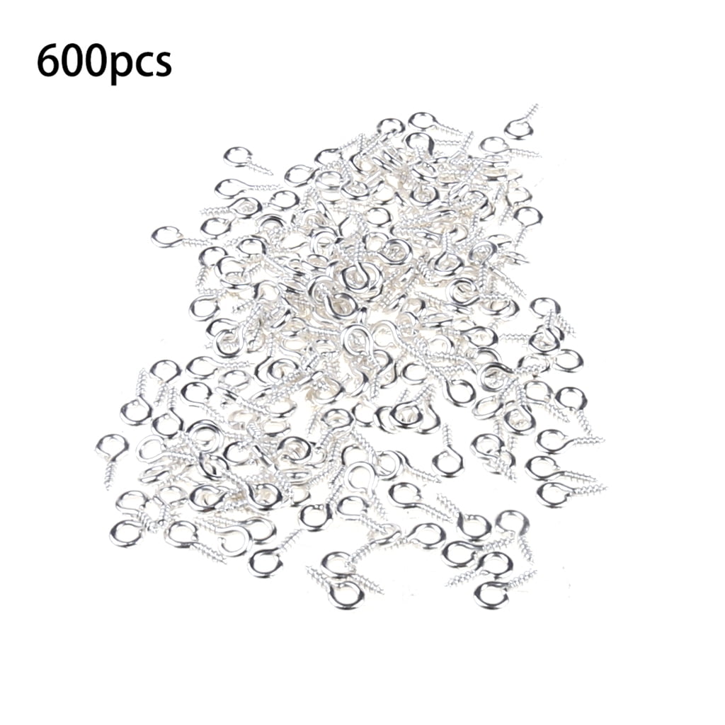 Eye Pin Peg 600x Mini Screw Eyelets Screw Threaded Silver Clasps Hooks ...