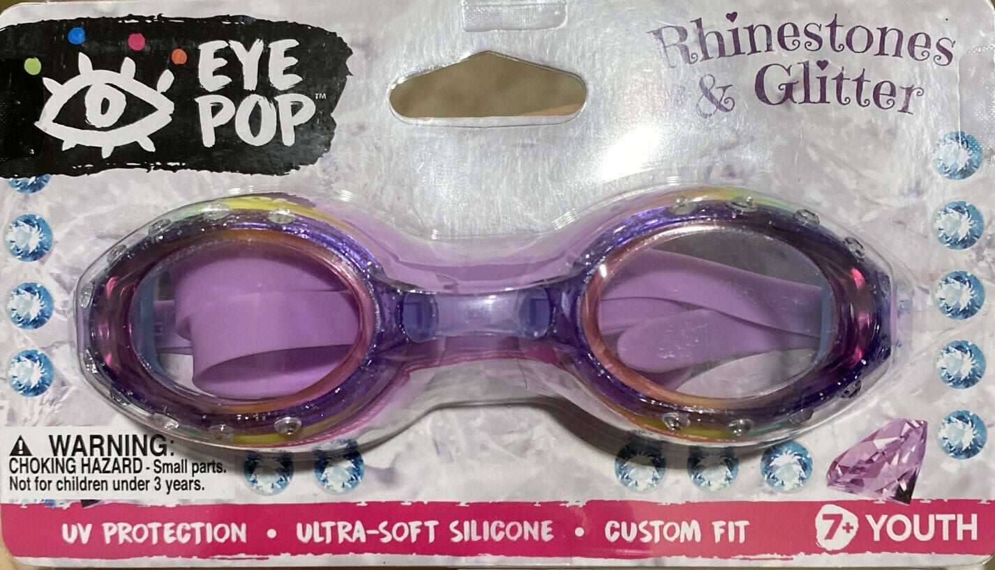 Eye Pop Rhinestones and Glitter Swim Goggles with UV Protection, Youth ...