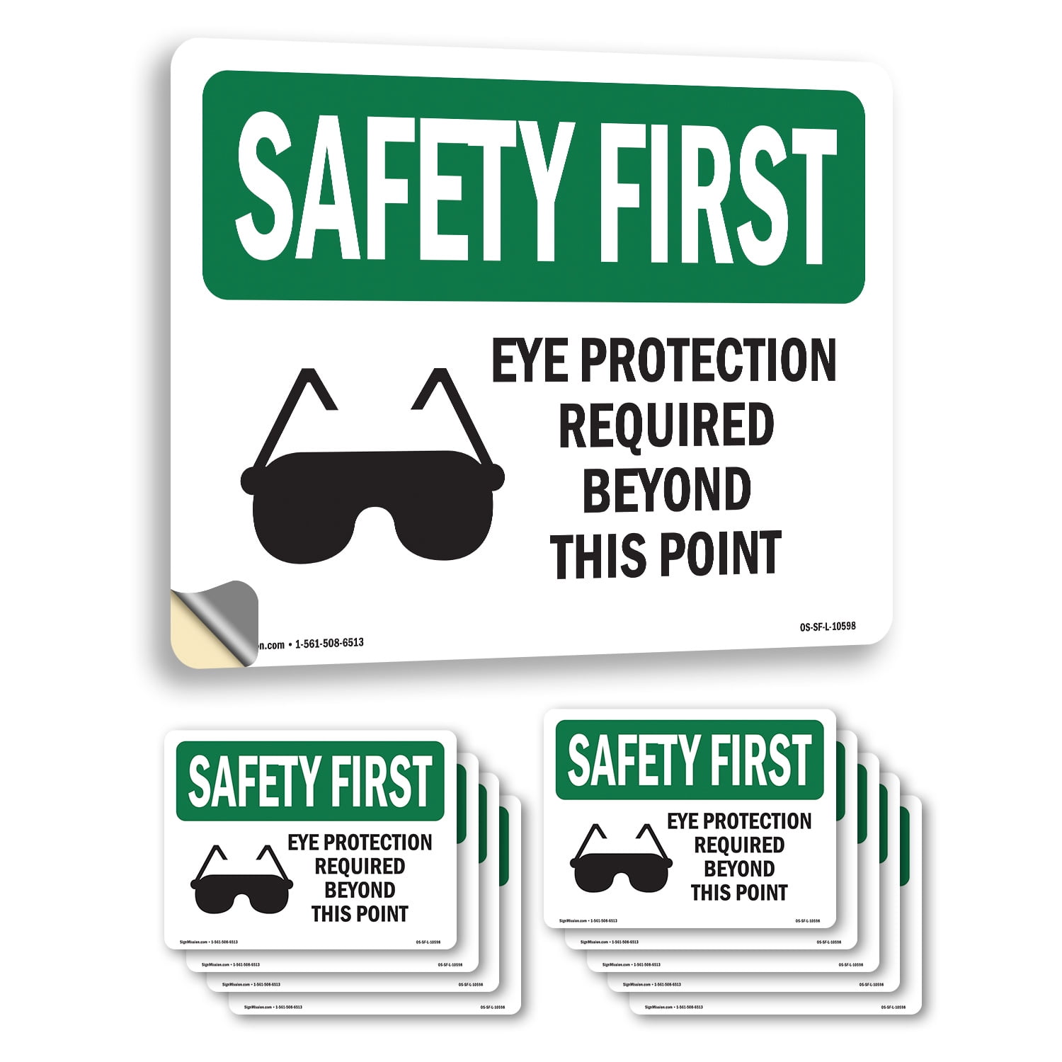 Eye Protection Required Beyond With Symbol OSHA SAFETY FIRST Vinyl ...