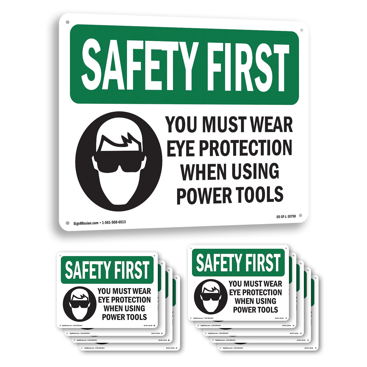 Eye Protection Using Power Tools OSHA SAFETY FIRST Rigid Plastic Sign ...