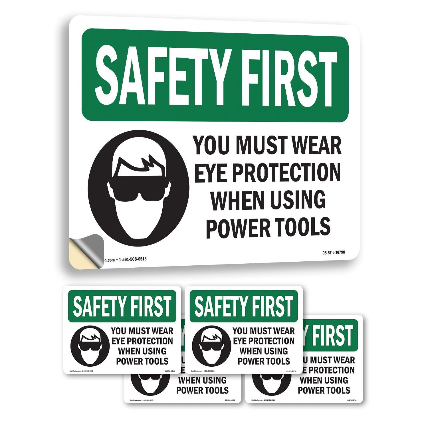 Eye Protection Using Power Tools OSHA SAFETY FIRST Vinyl Decal Label 24 ...
