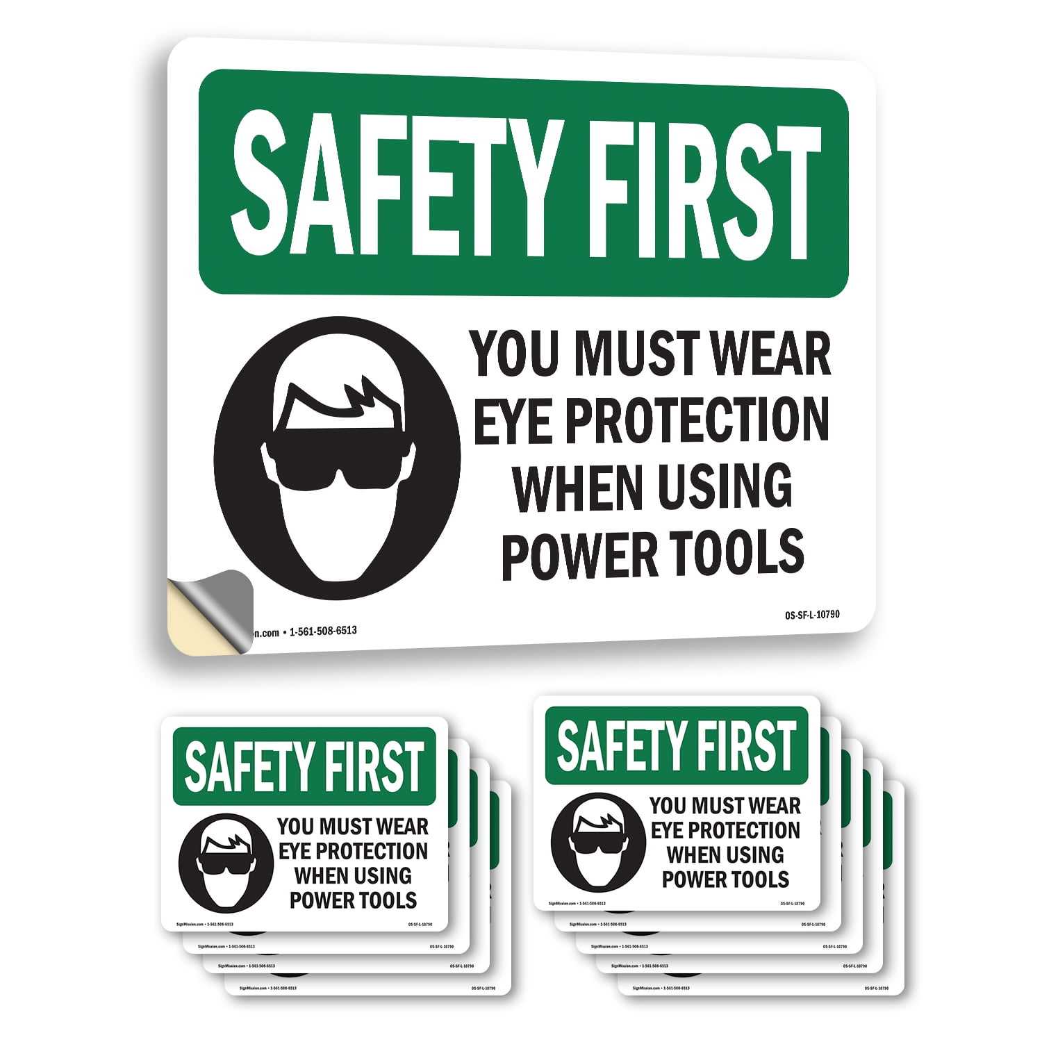 Eye Protection Using Power Tools OSHA SAFETY FIRST Vinyl Decal Label 5 ...