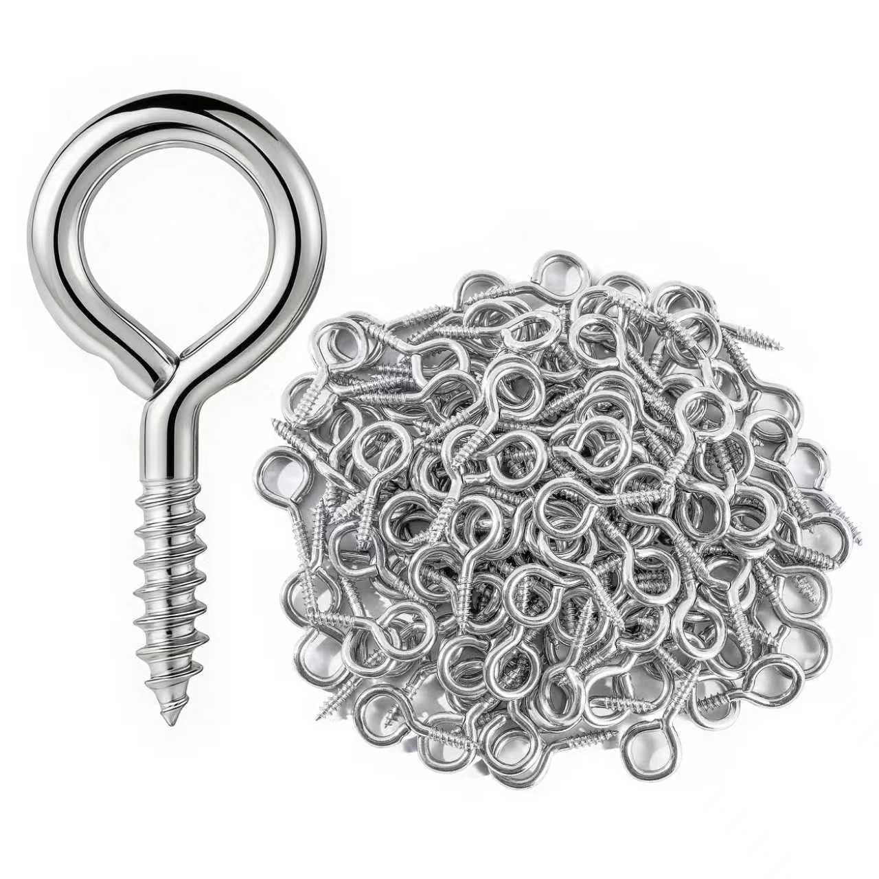 Eye Screws, 100Pcs 1 inches Screw Eyes Hooks, 304 Heavy Duty Screw ...
