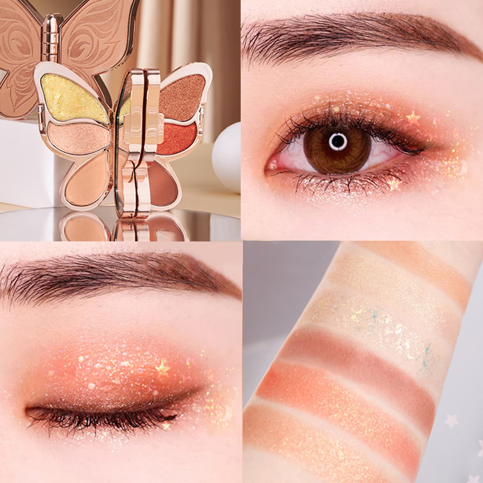 Eye Shadow Palettes Butterfly Eyeshadow 4 Colors Pearl Glitter Glitter ...