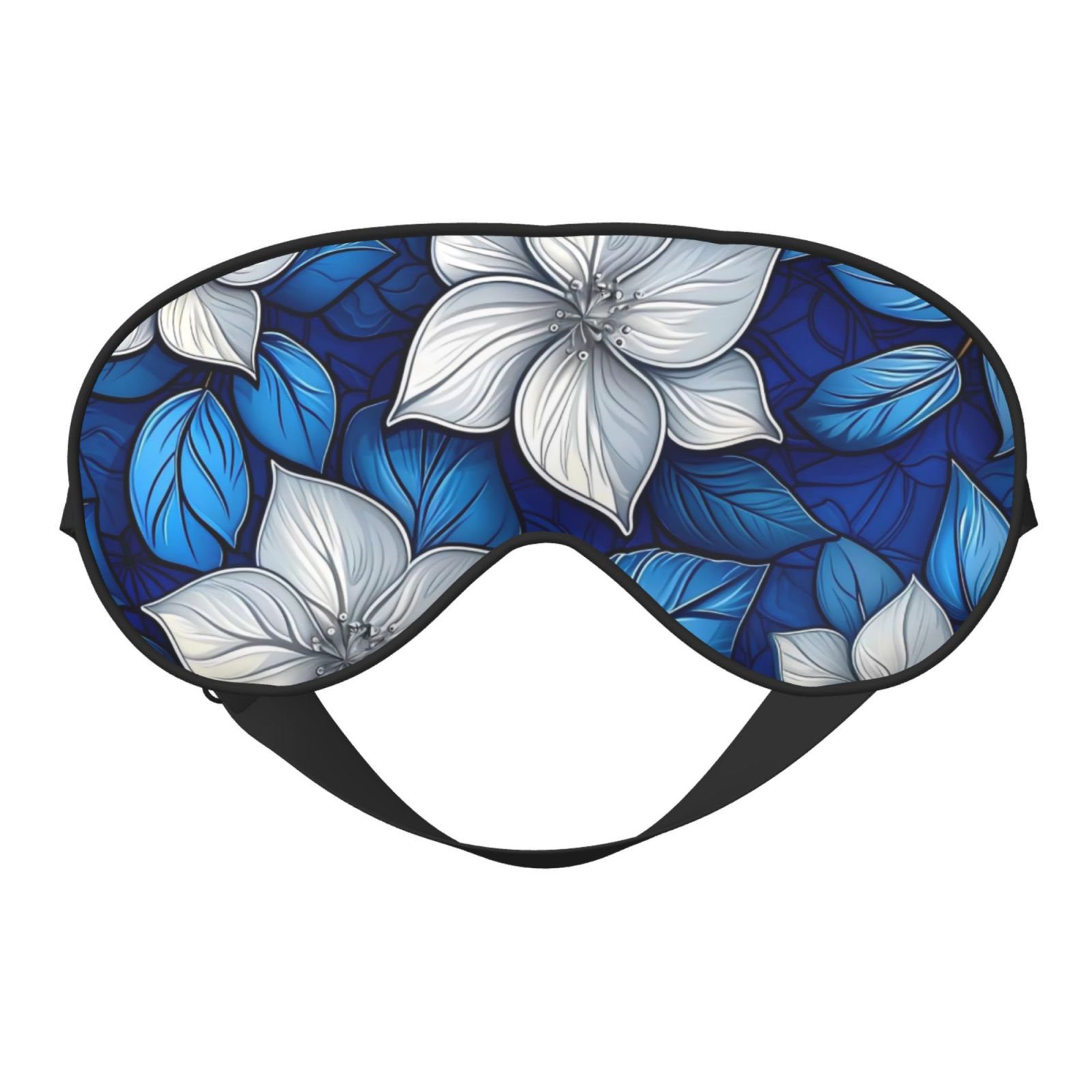 Eye Sleep Mask for Women Men - Blue White Floral Elegance Adjustable ...