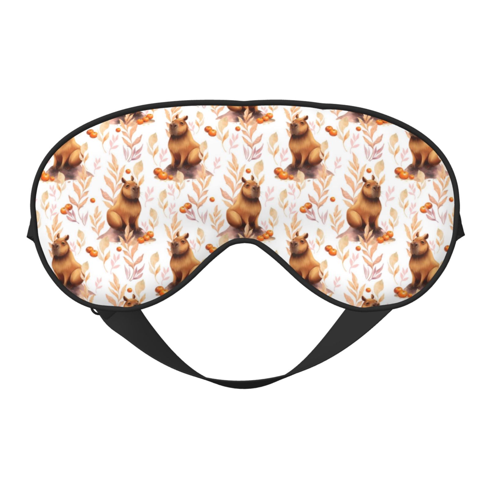 Eye Sleep Mask for Women Men - Capybara Orange Leaf Adjustable Buckle ...
