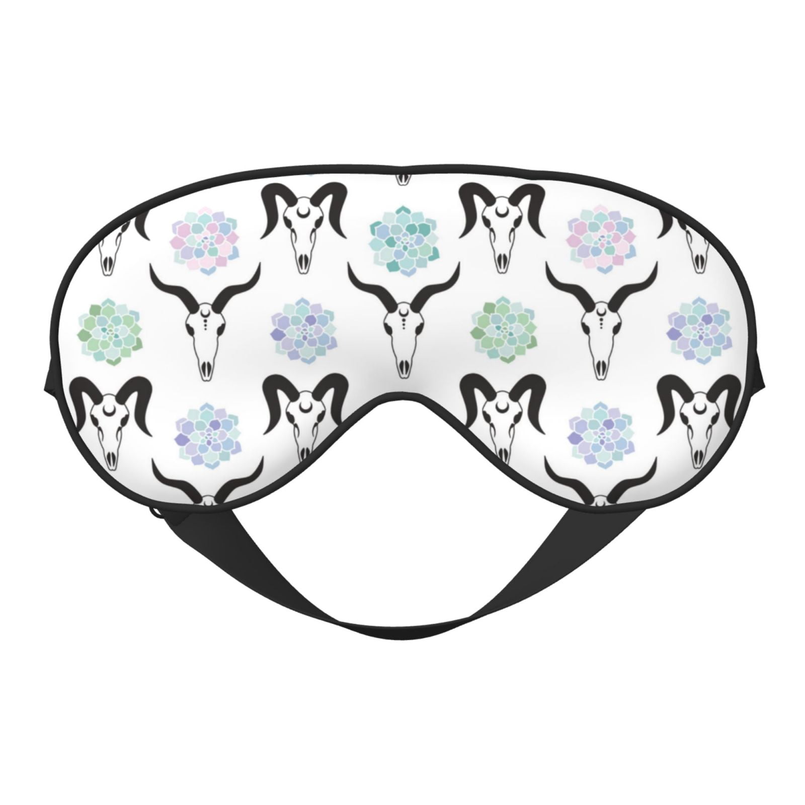 Eye Sleep Mask for Women Men - Cartoon Cool Goat Skull Flower ...