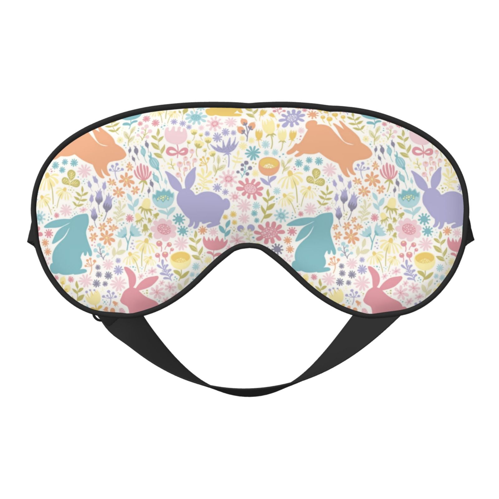 Eye Sleep Mask for Women Men - Colorful Bohemian Rabbit Flowers ...
