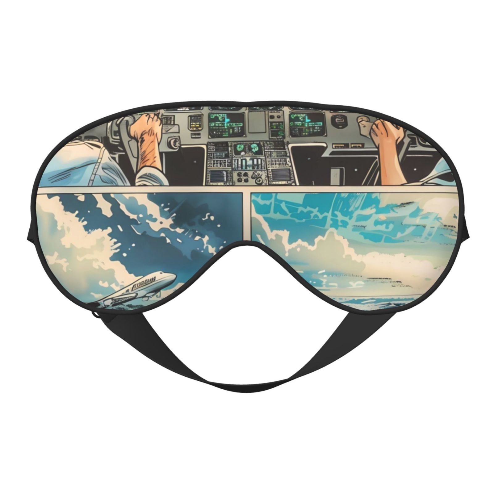Eye Sleep Mask for Women Men - Comic Airplane Cockpit Illustration ...