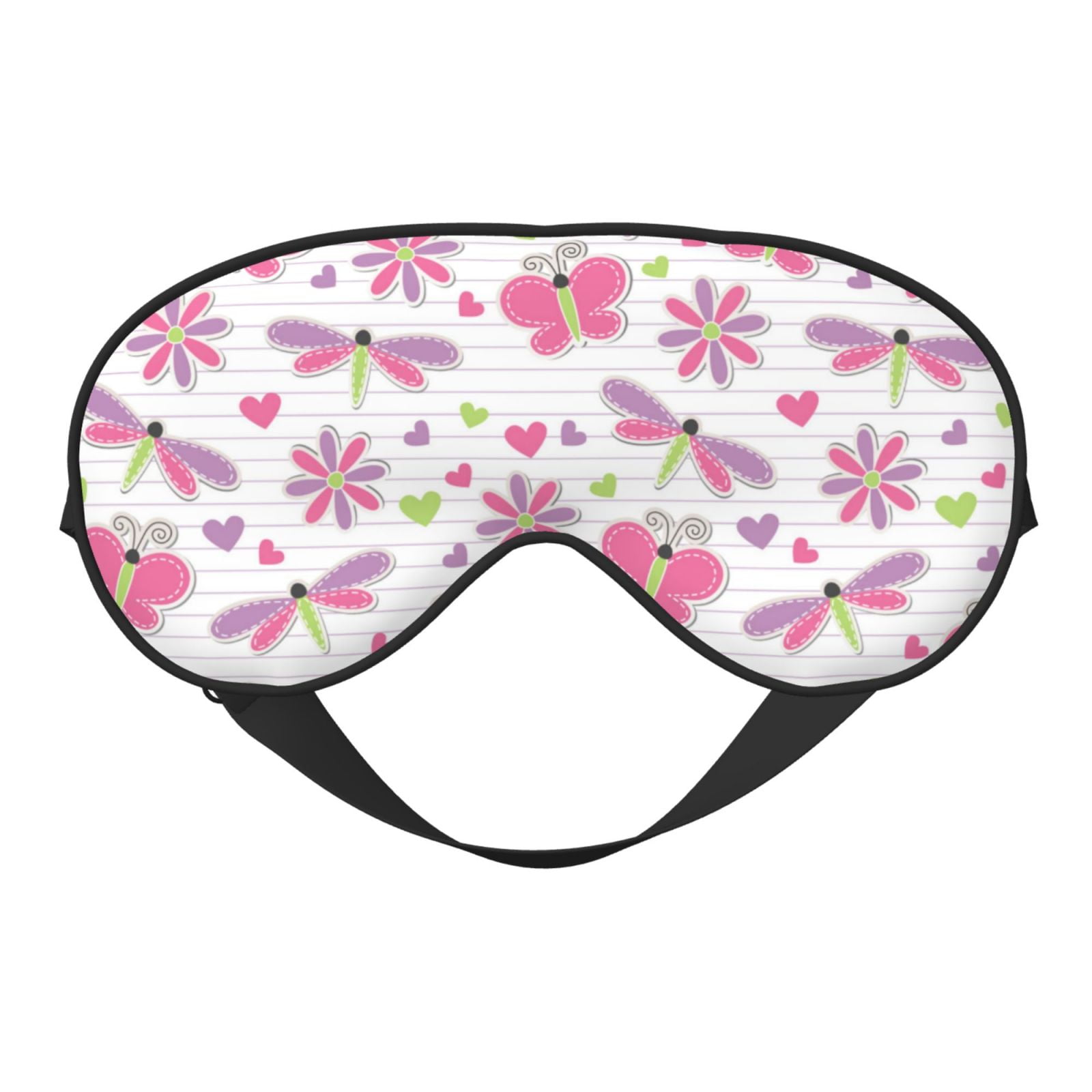 Eye Sleep Mask for Women Men - Pink Dragonfly Butterfly Flower ...